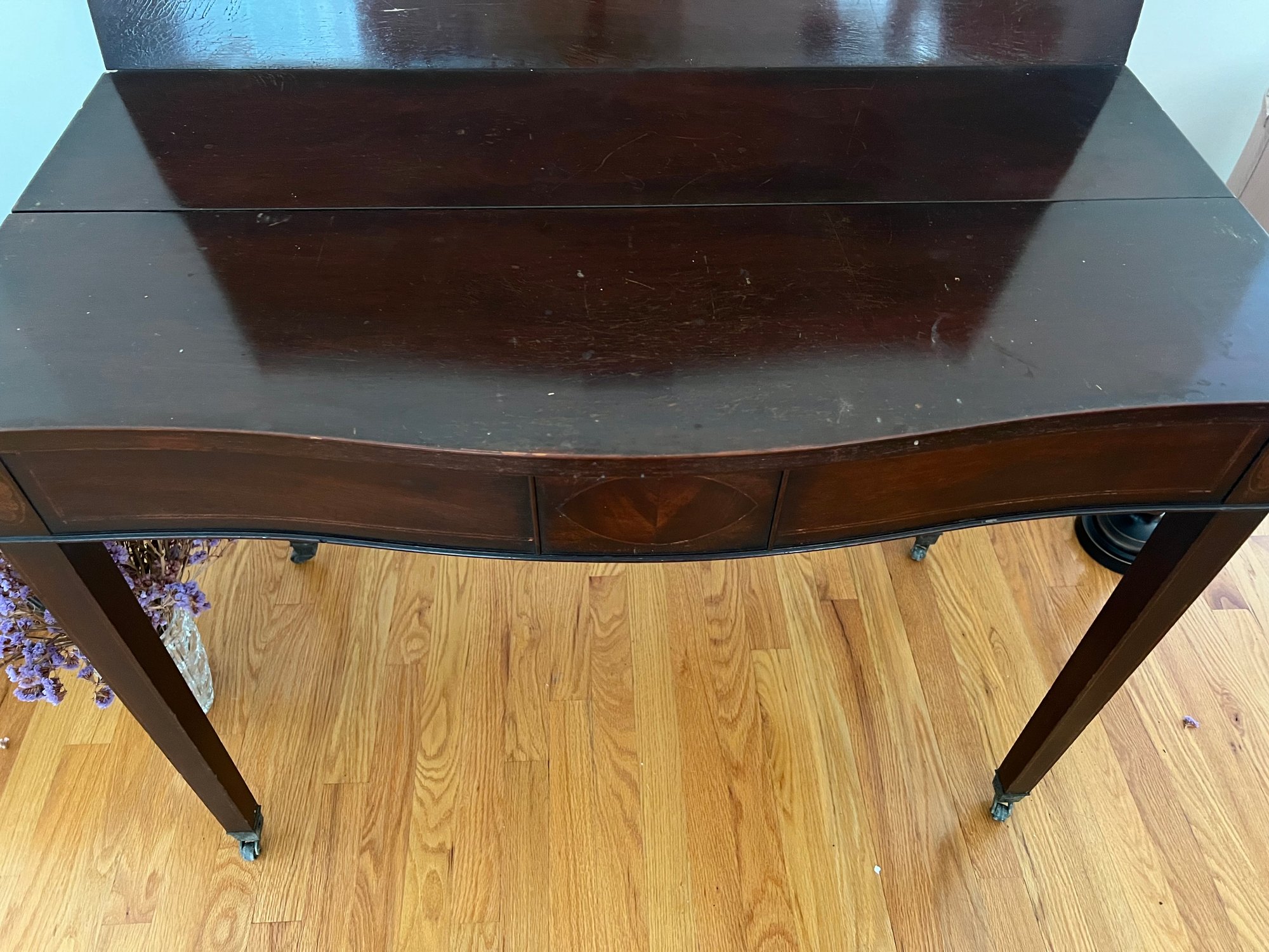 1930s Era Flip-top Mahogany Rolling Console Table With Inlay #7258 ...