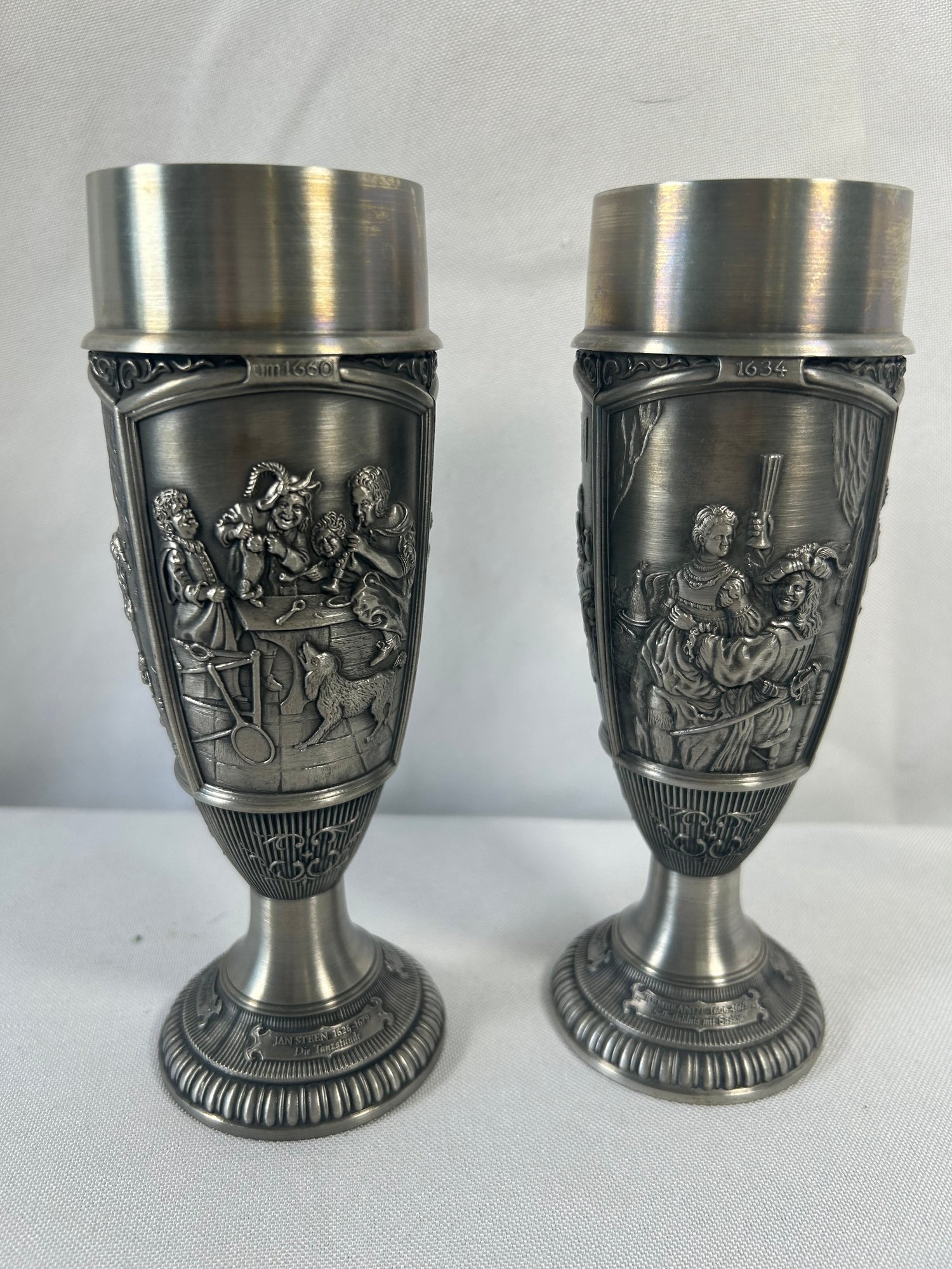 Pair Of Pewter Goblets Or Steins #2097934 | Auctionninja.com