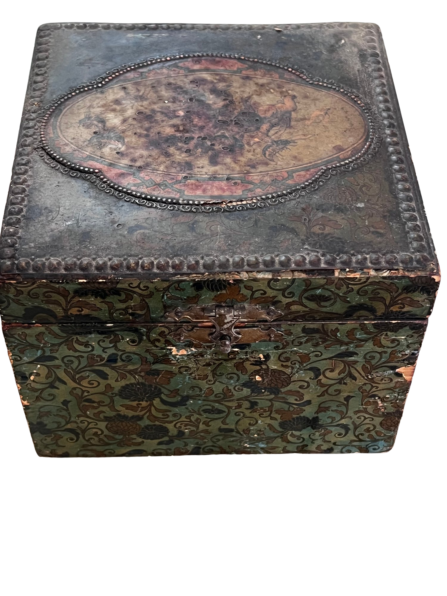 Victorian Age Decorative Keepsake Box With Beaded Metal Inlay And ...