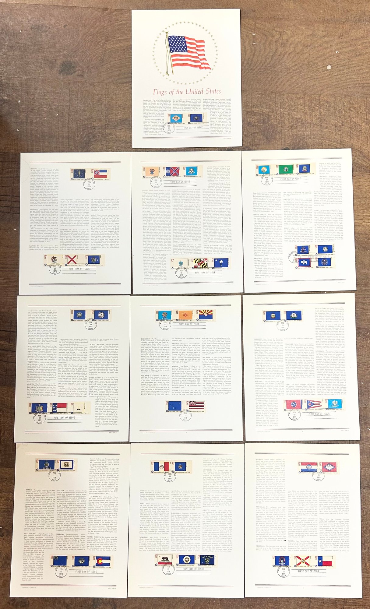 1976 Flags Of The United States First Day Of Issue Stamp Collection ...