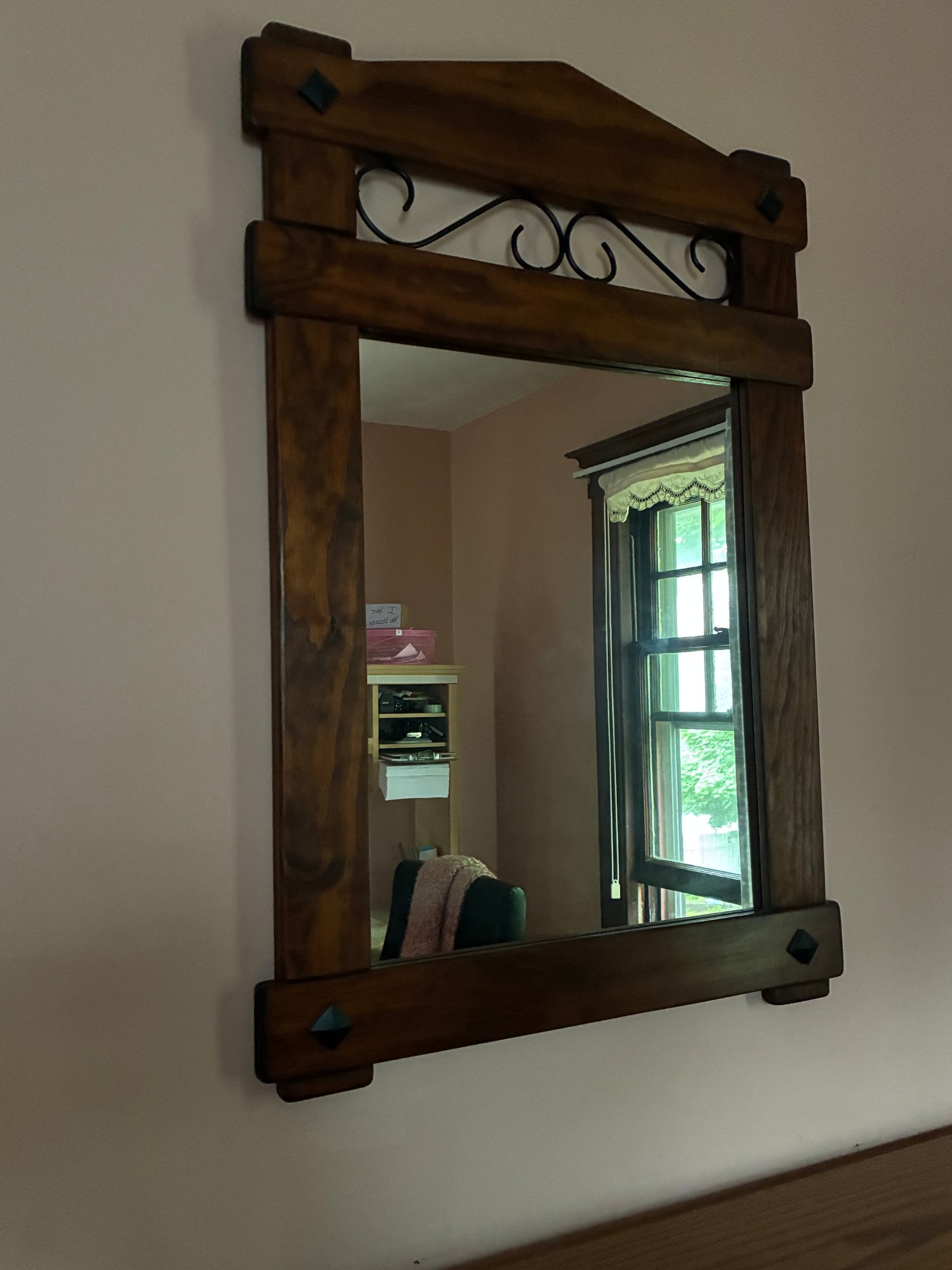 2 Matching Mirrors, Iron Scroll Work Heavy With Wood #2129469 ...