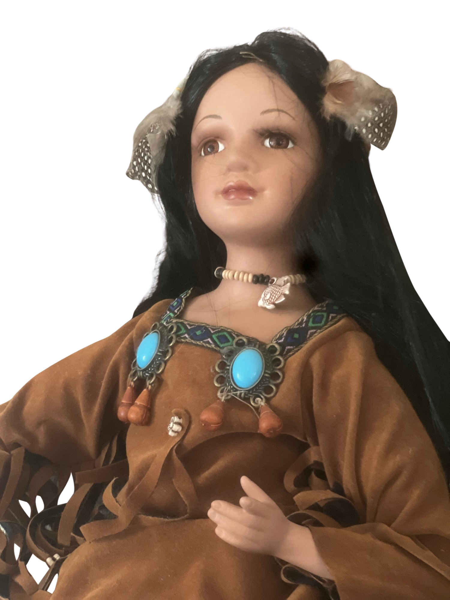 Indigenous Native American Doll With Traditional Clothing And Jewelry ...