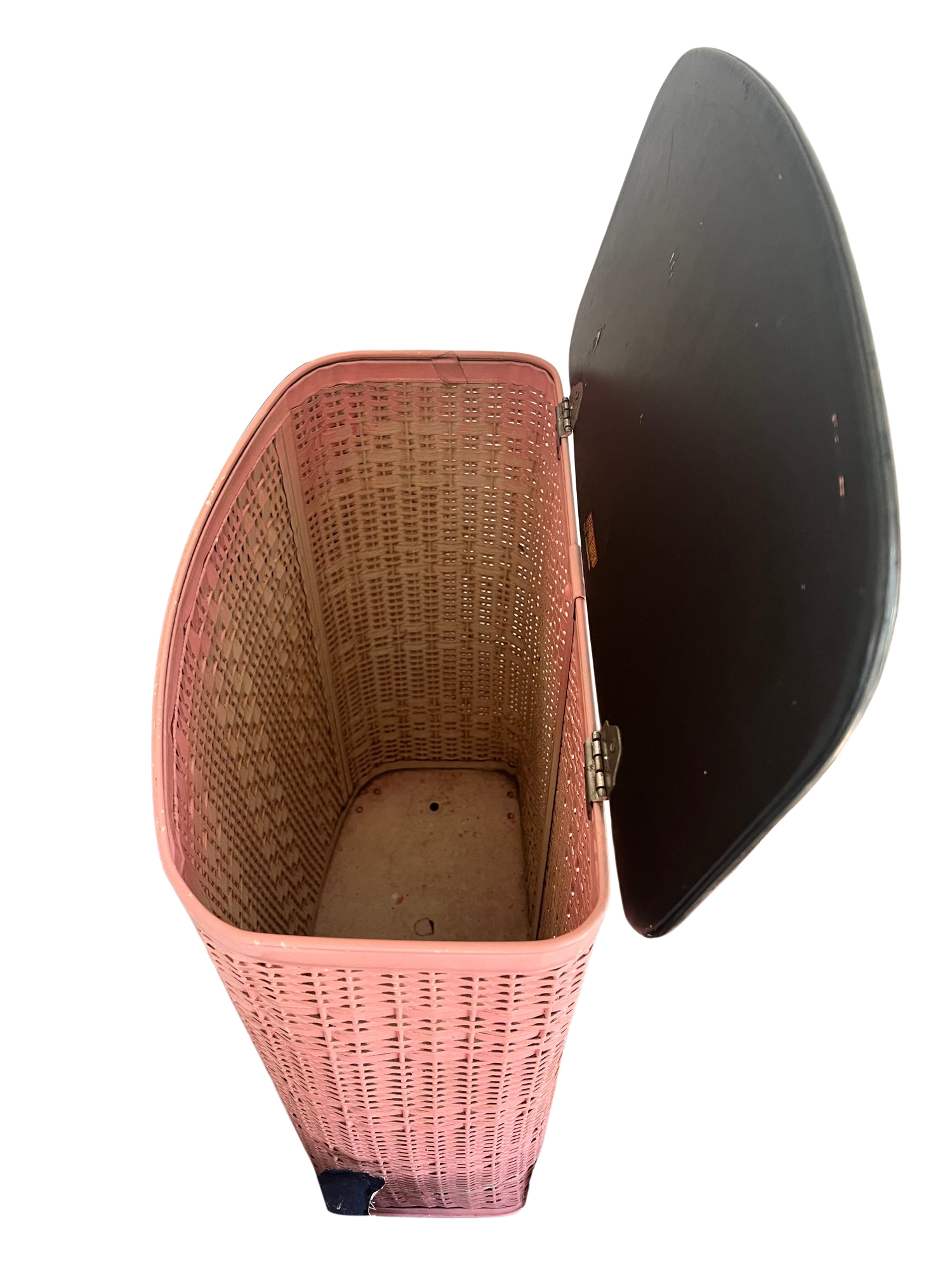 Vintage Pink Wicker Hamper With Vinyl Flip Top #22718 | Auctionninja.com