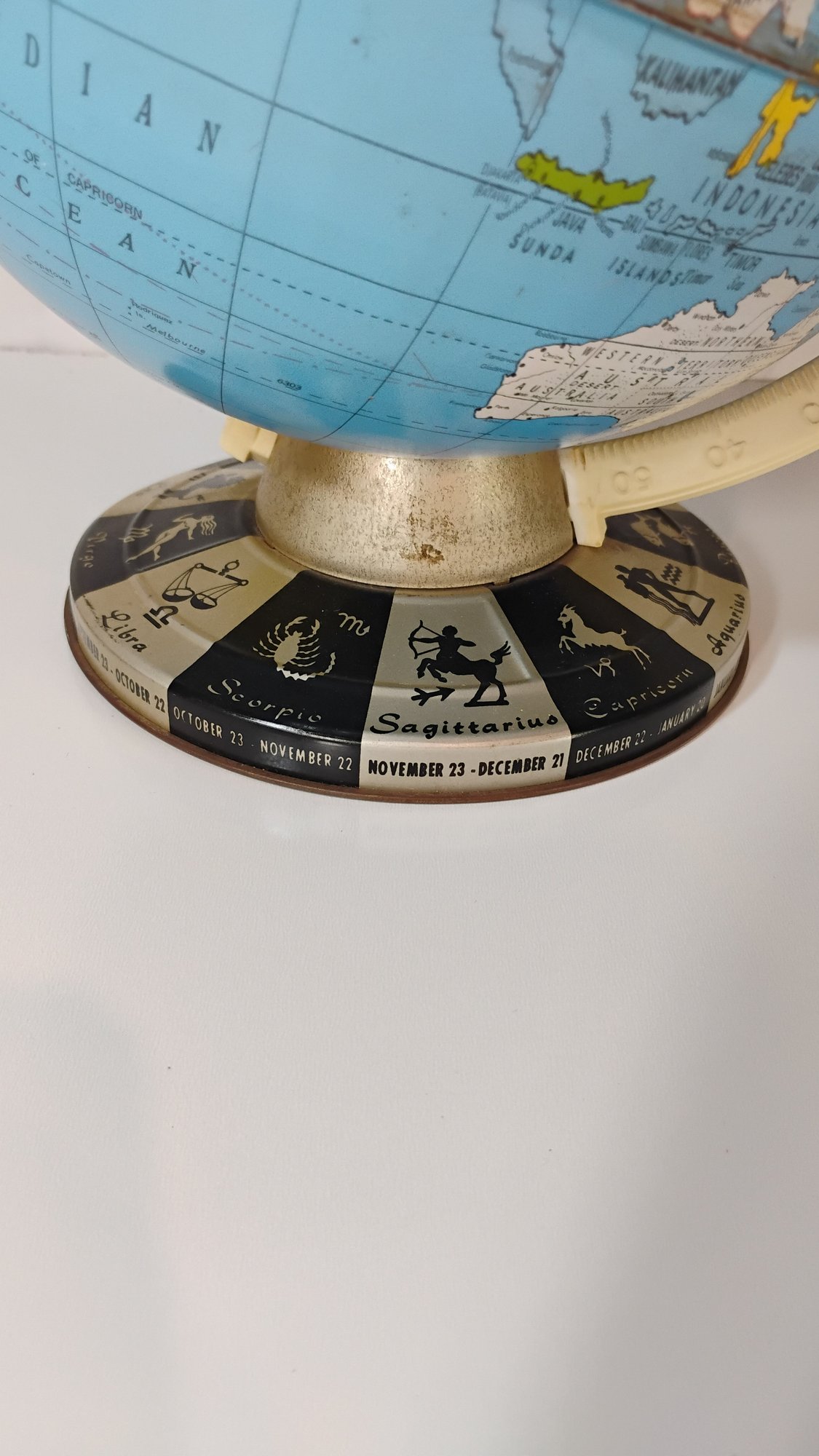 Vintage Replogle Scandia Tin Globe Celestial Zodiac Astrology Base Mid ...