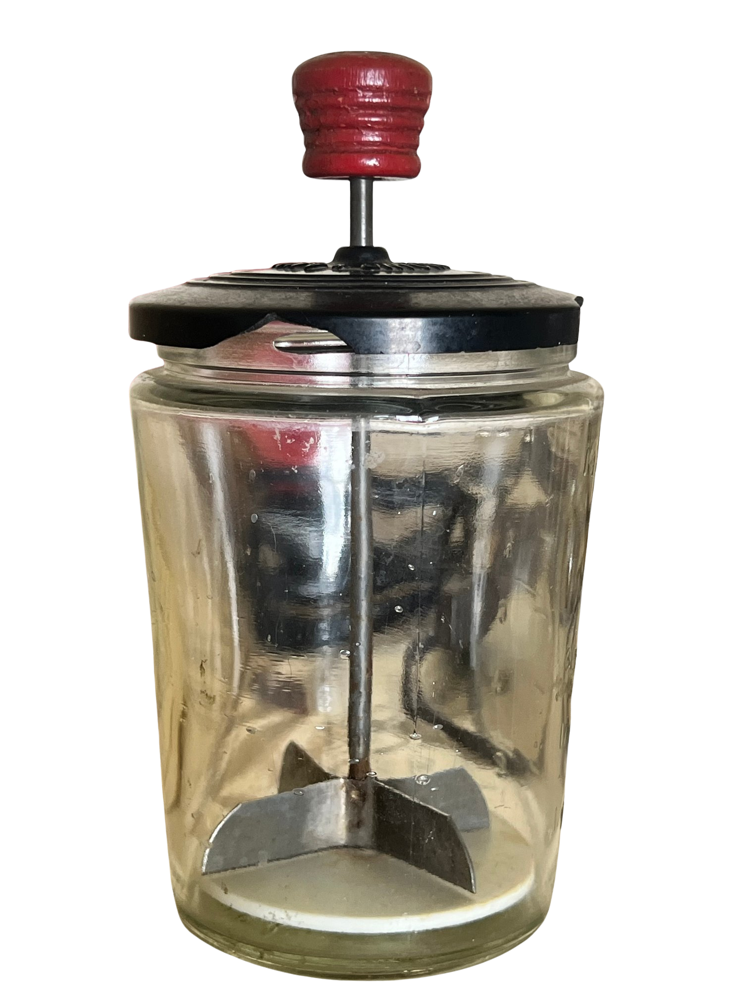 Vintage Herb / Nut Chopper Jar With A Cute Red Wood Turned Handle ...