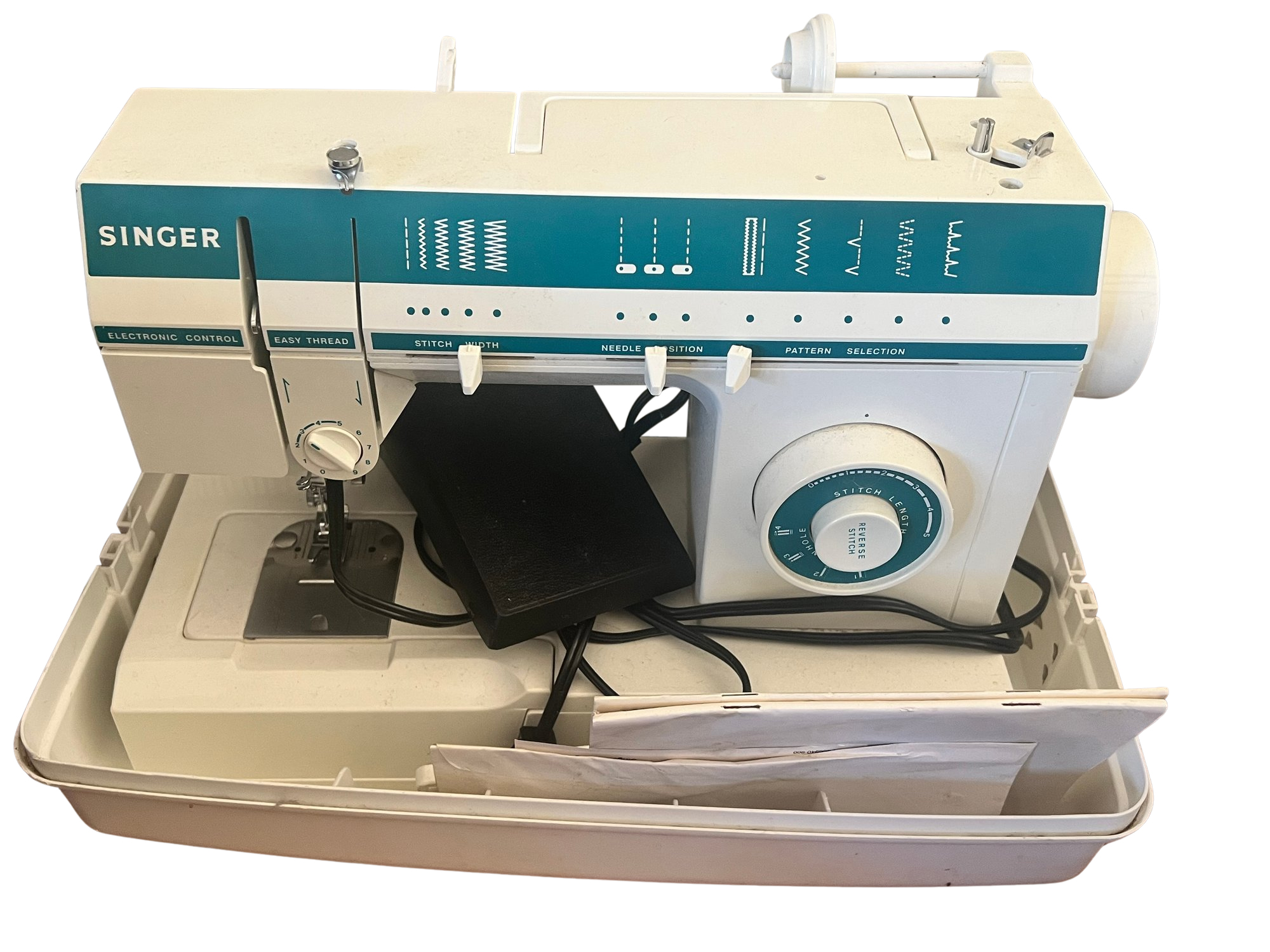 Vintage Singer Portable Electric Sewing Machine With Travel Case And ...