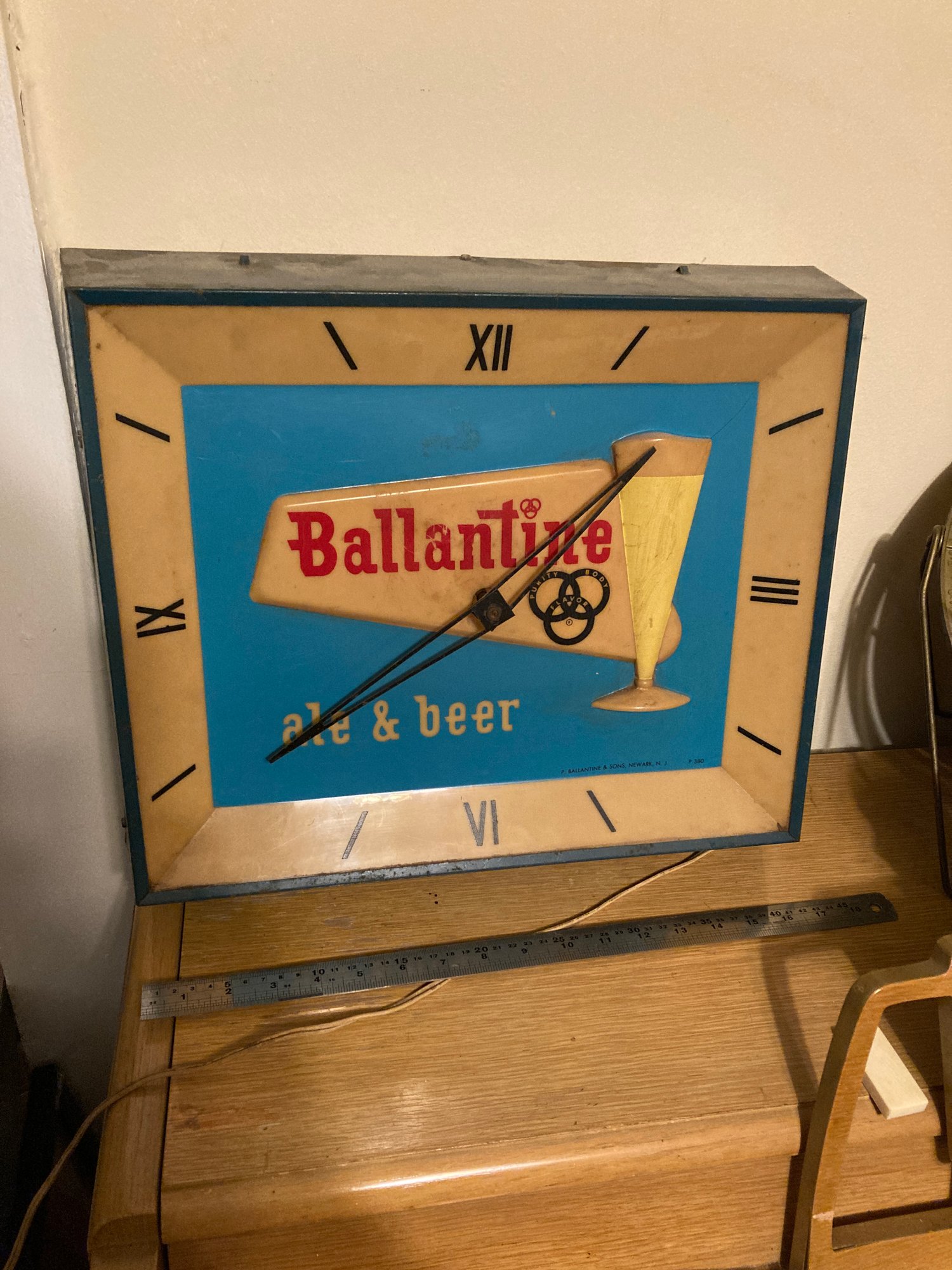 MID Century Ballantine Beer Sign And Clock #23855 | Auctionninja.com