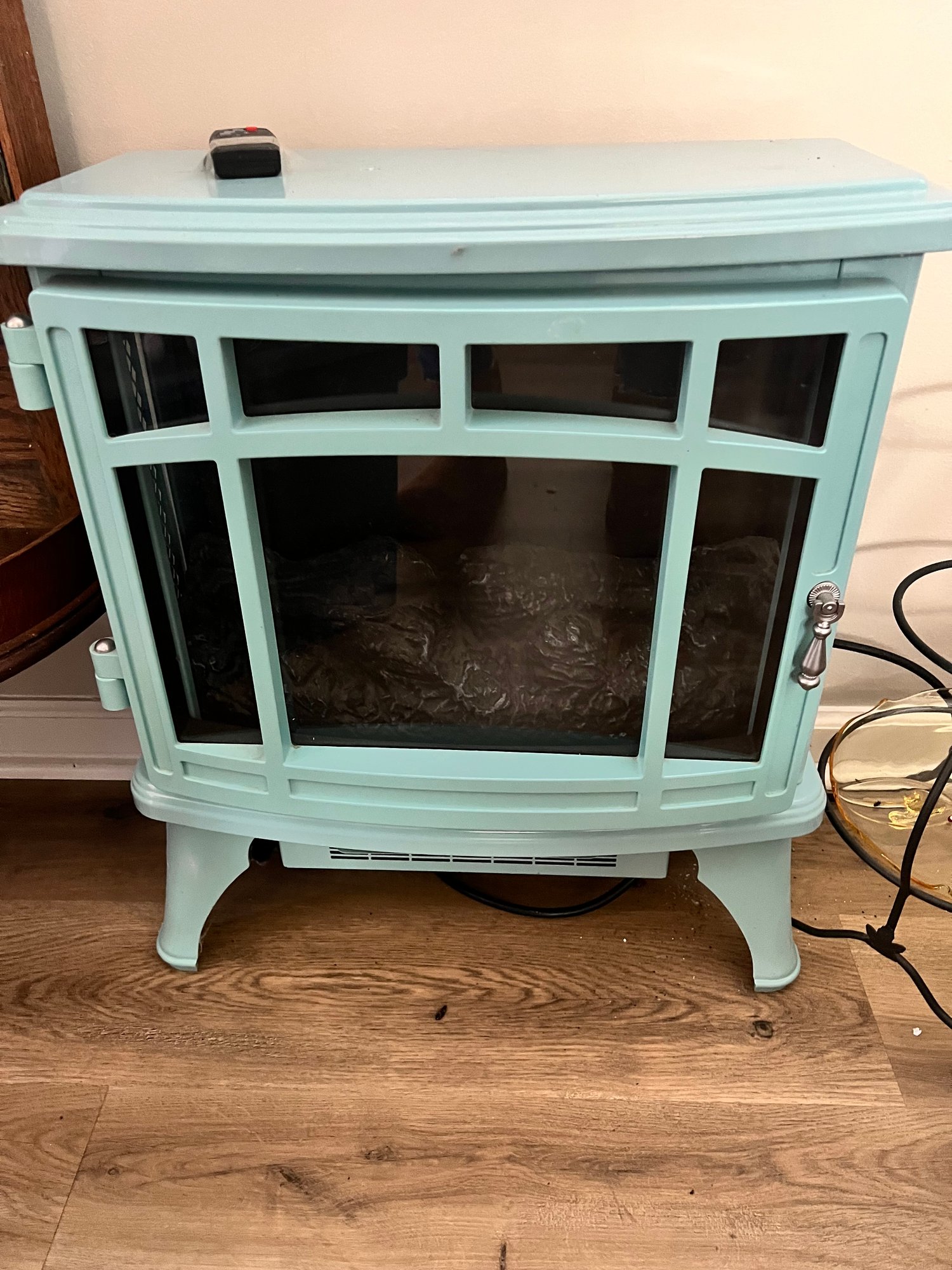 Stand Alone Cast Iron Electric 'stove' Heater In Farmhouse Blue Finish ...