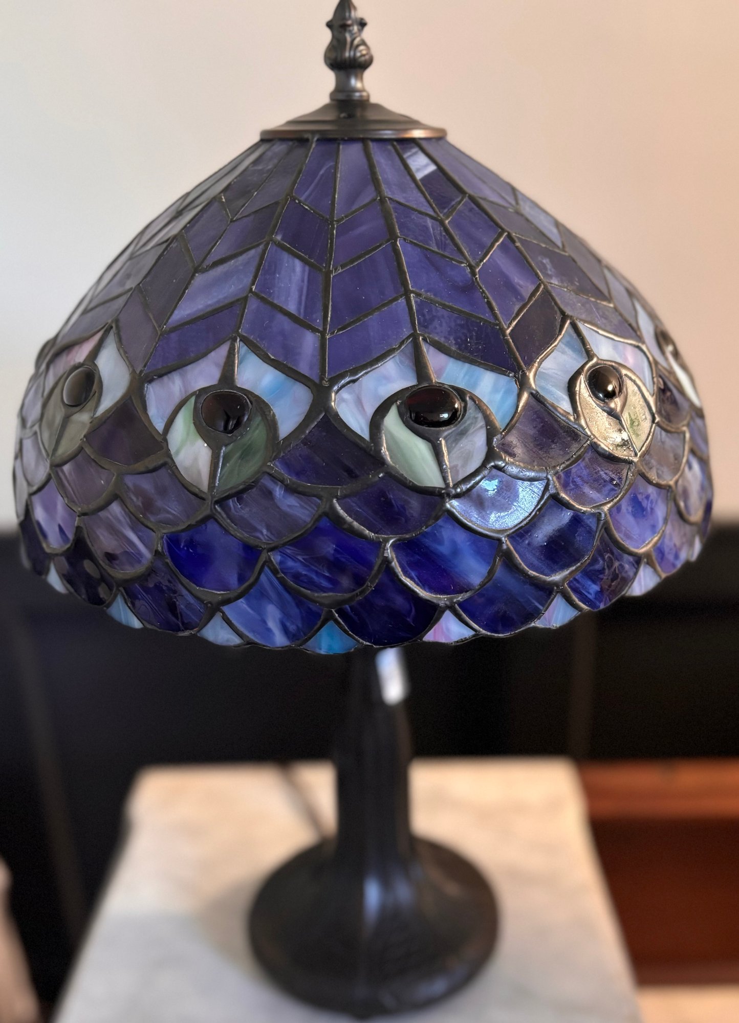 Tiffany Style Peacock Table Lamp 19 Tall #19901 | Auctionninja.com