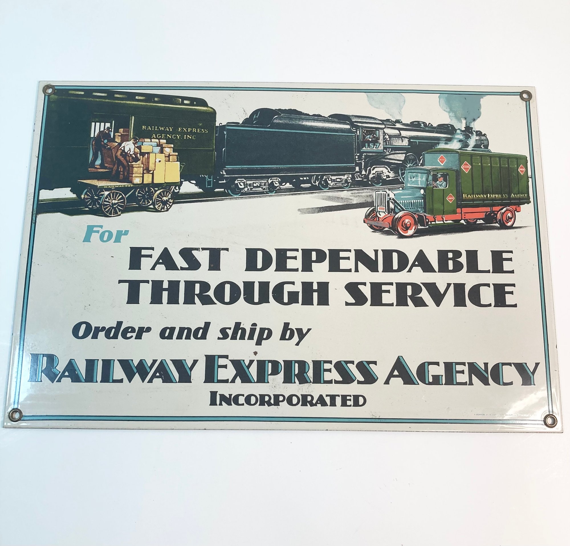 Porcelain Railway Express Agency Sign #8293 | Auctionninja.com