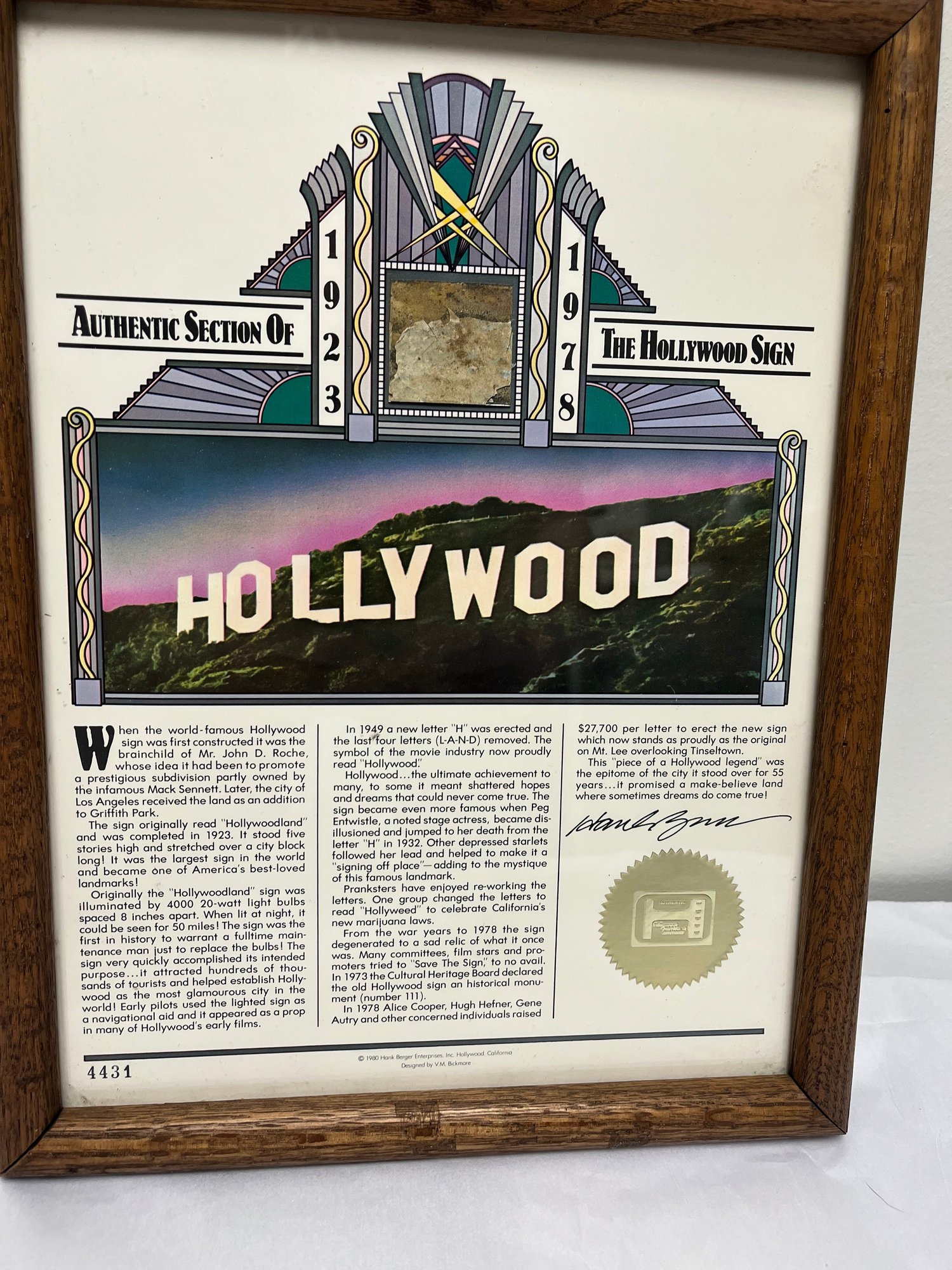 Authentic Section Of Hollywood Sign #2125303 | Auctionninja.com
