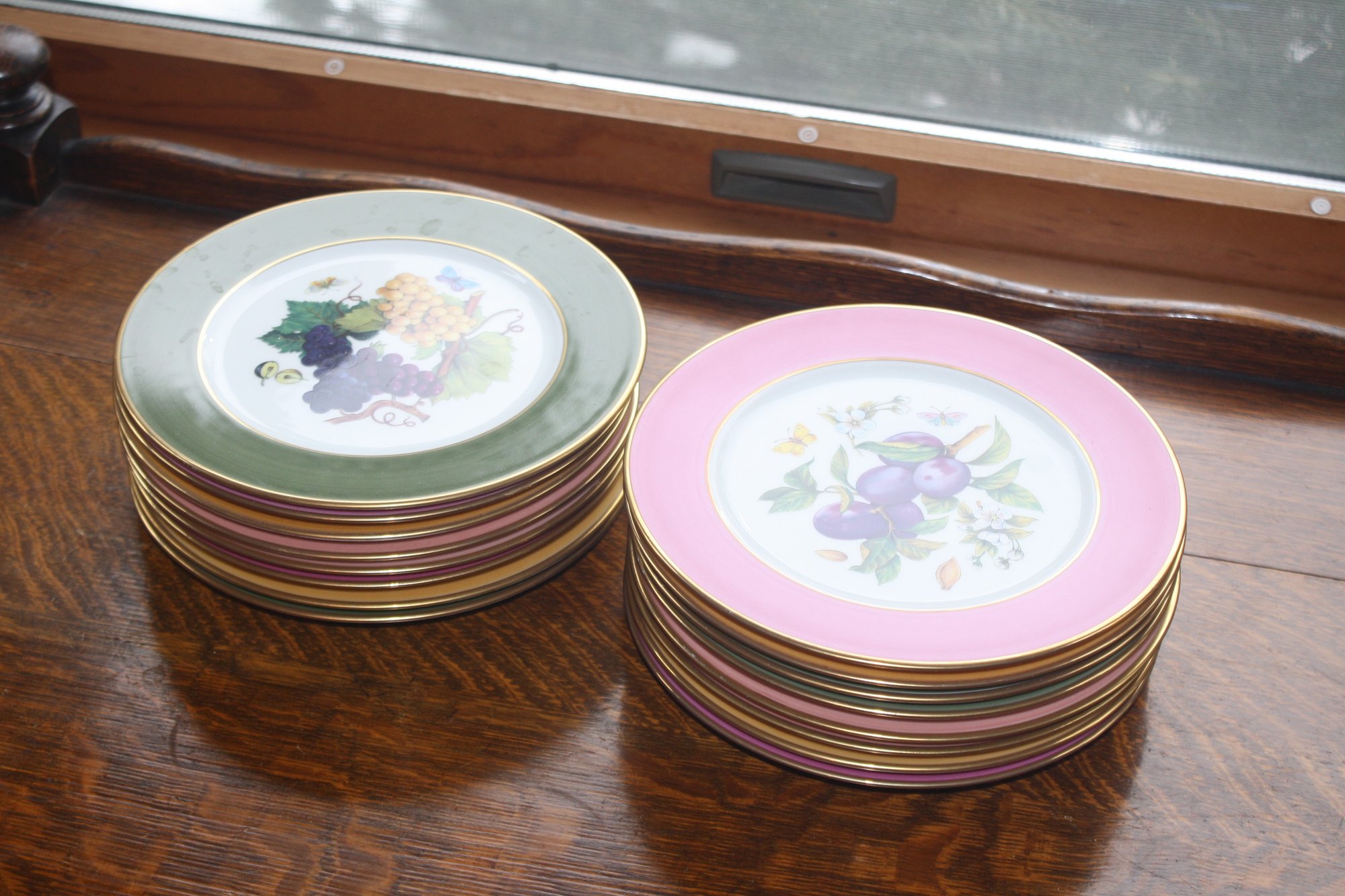 Set Of 16 Email De Limoges Porcelain Dessert Plates Fruit Designs ...