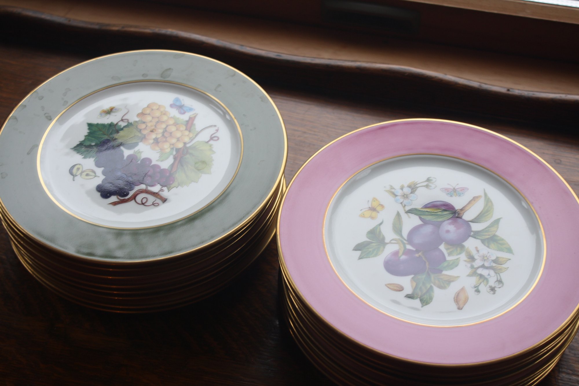 Set Of 16 Email De Limoges Porcelain Dessert Plates Fruit Designs ...