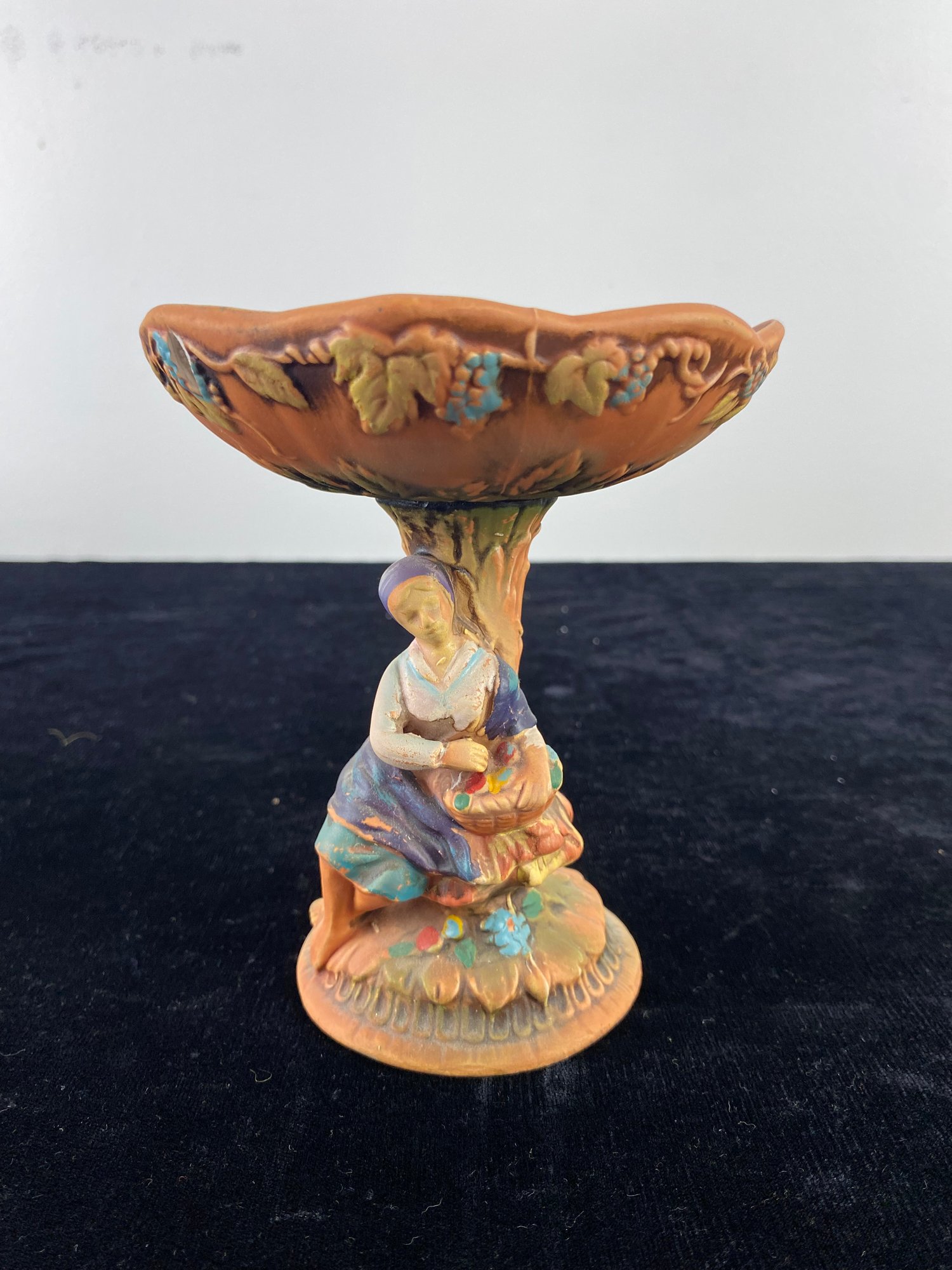 Vintage Arcadia Grape Vine Old Maid Saucer Pedestal Ceramic Dish #14453 ...