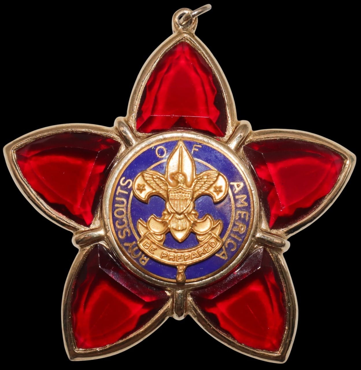Vintage Boy Scouts Of America Pendant Gold And Red Color Stones ...