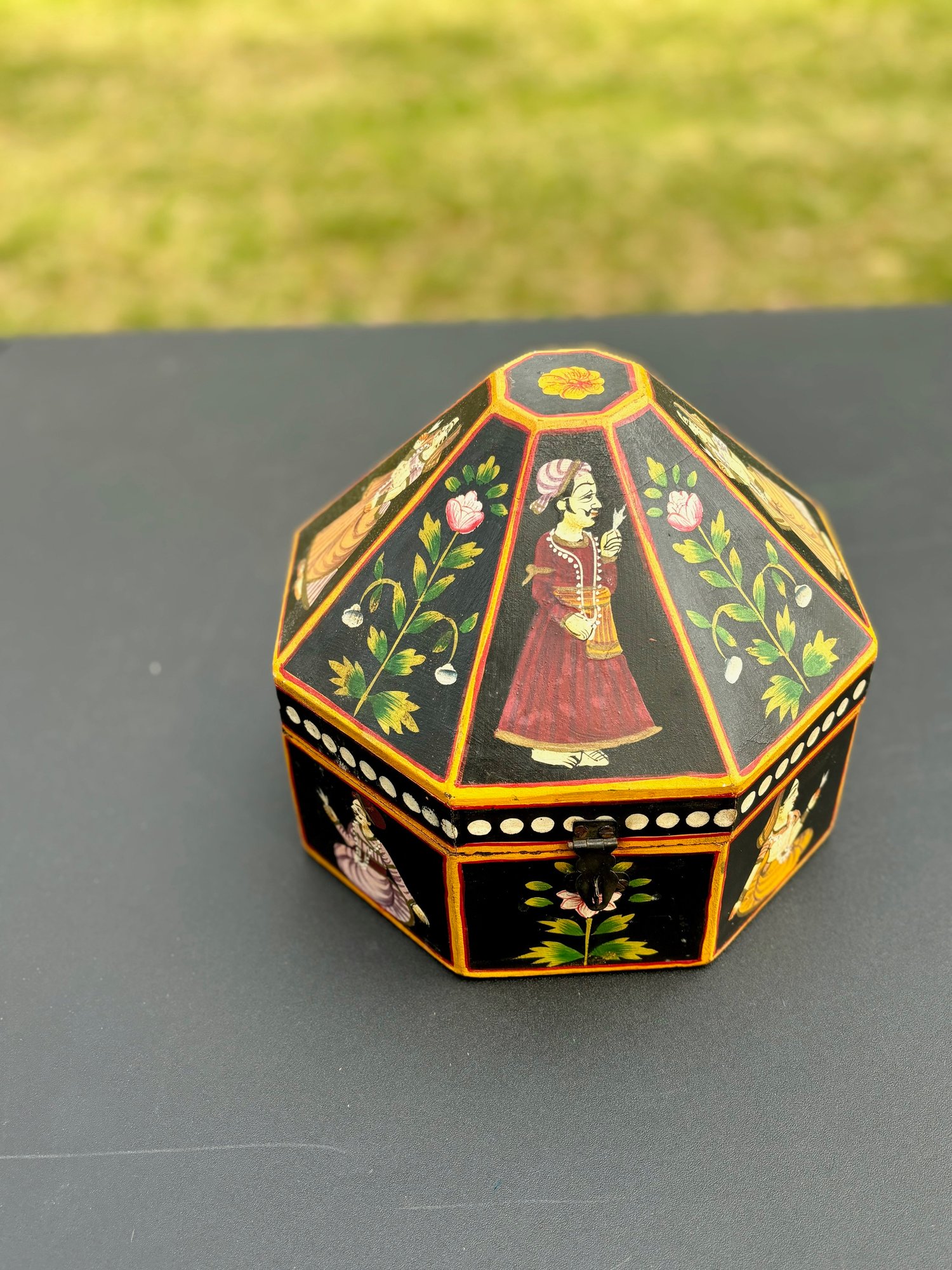 Vintage Indian Mughal Wood Turban Marriage Nesting Boxes Octagonal Hand ...