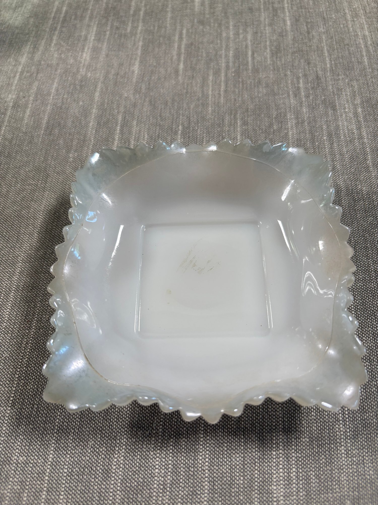 Vintage Indiana Glass Diamond Point Ruffled Square Candy Dish #2119069 ...