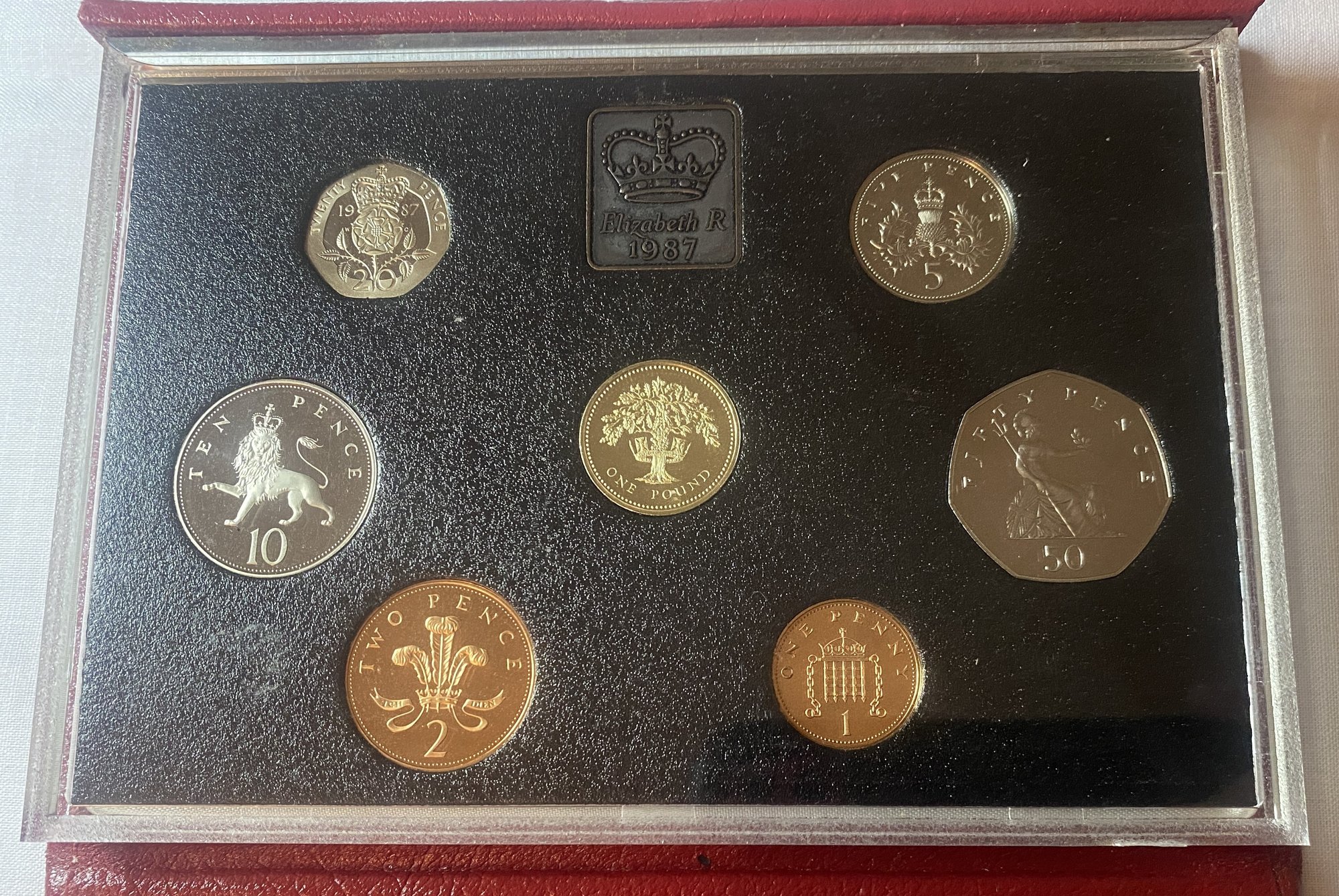 ROYAL MINT 1987 UNITED KINGDOM PROOF 7 COIN COLLECTION In PRESENTATION ...