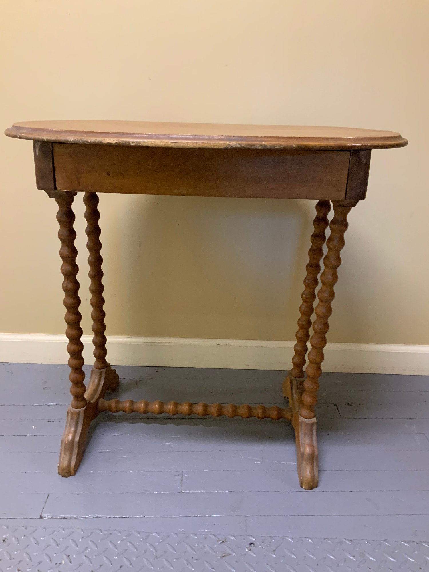 Victorian Antique Oval Pine Spindle Leg Table One Drawer #2178467 ...