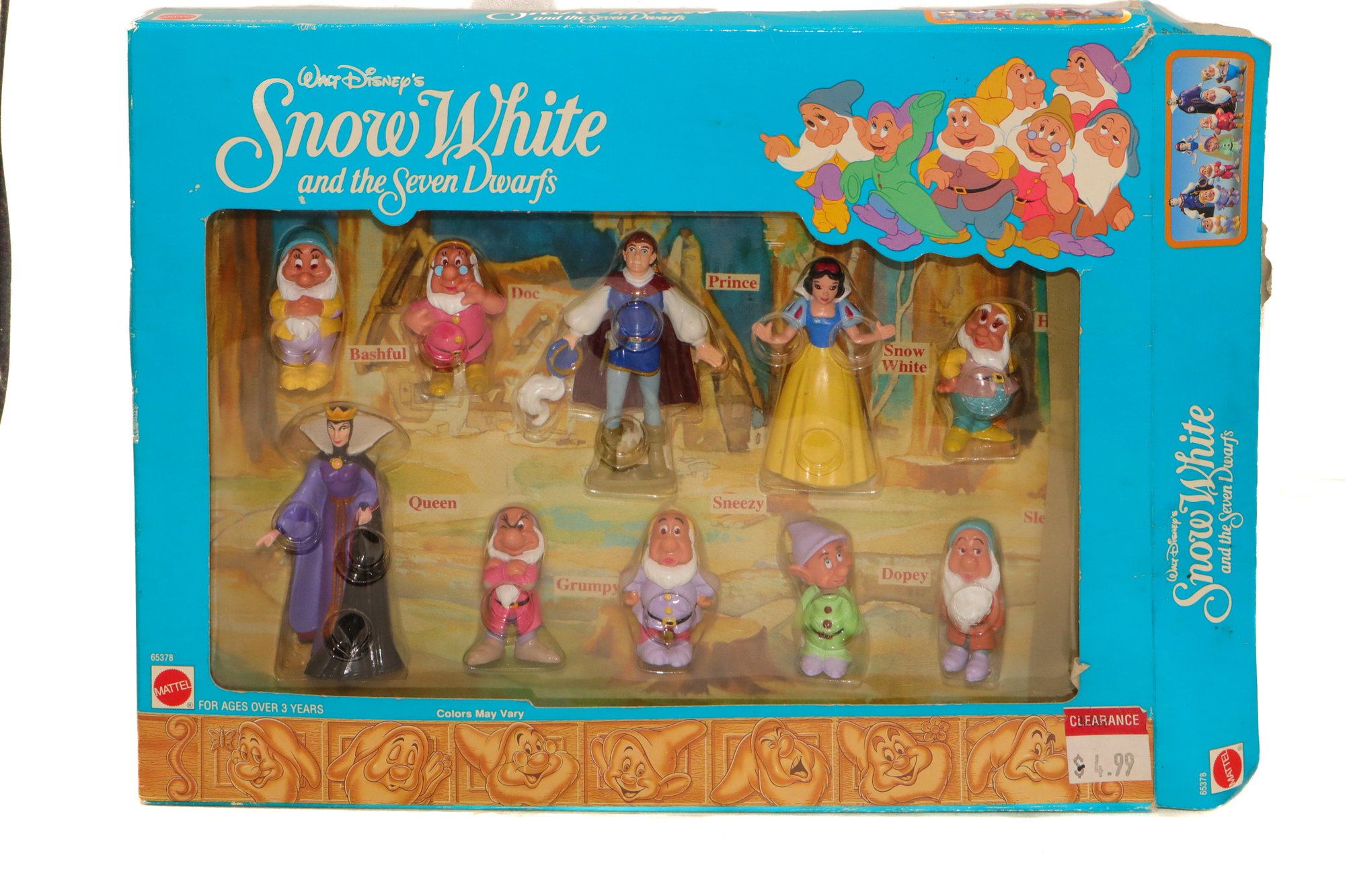 Vintage Mattel Disney Snow White Seven Dwarfs 10 Pieces Set In Original ...