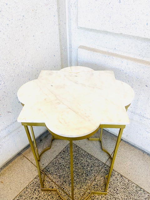 Chic Arabesque Quatrefoil Marble & Metal Side Table #2195651 ...
