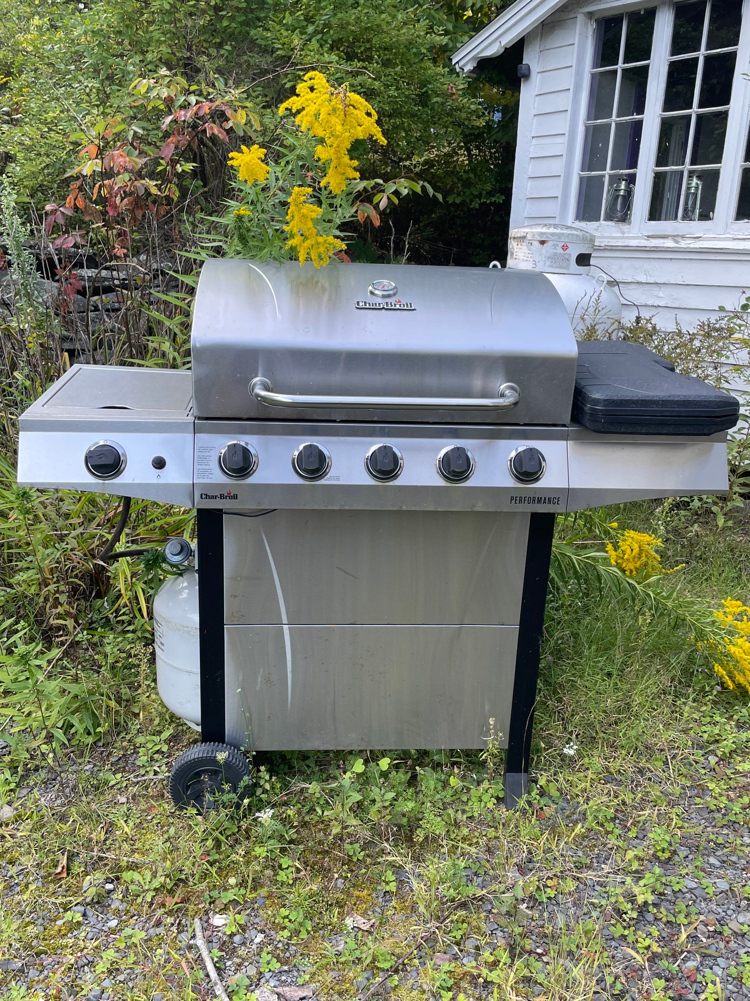 Barbecue Grill With Propane Tank, Misc Implements And Nice Huge Grill ...