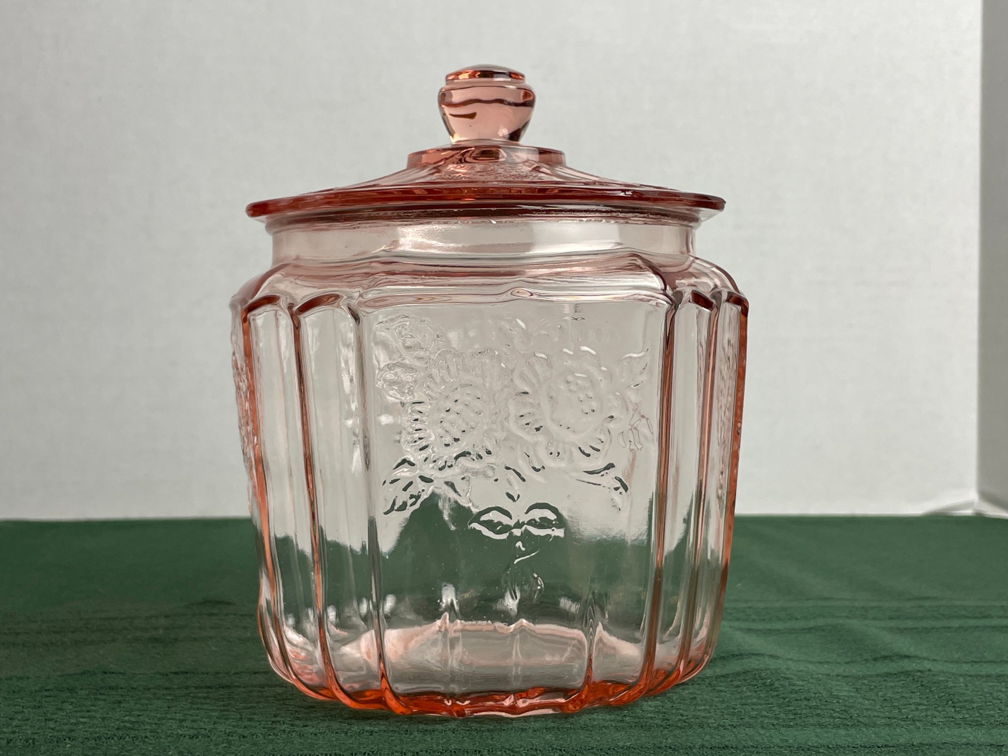 Vintage Depression Glass Cookie Jar, Mayfair Pink By Anchor Hocking ...