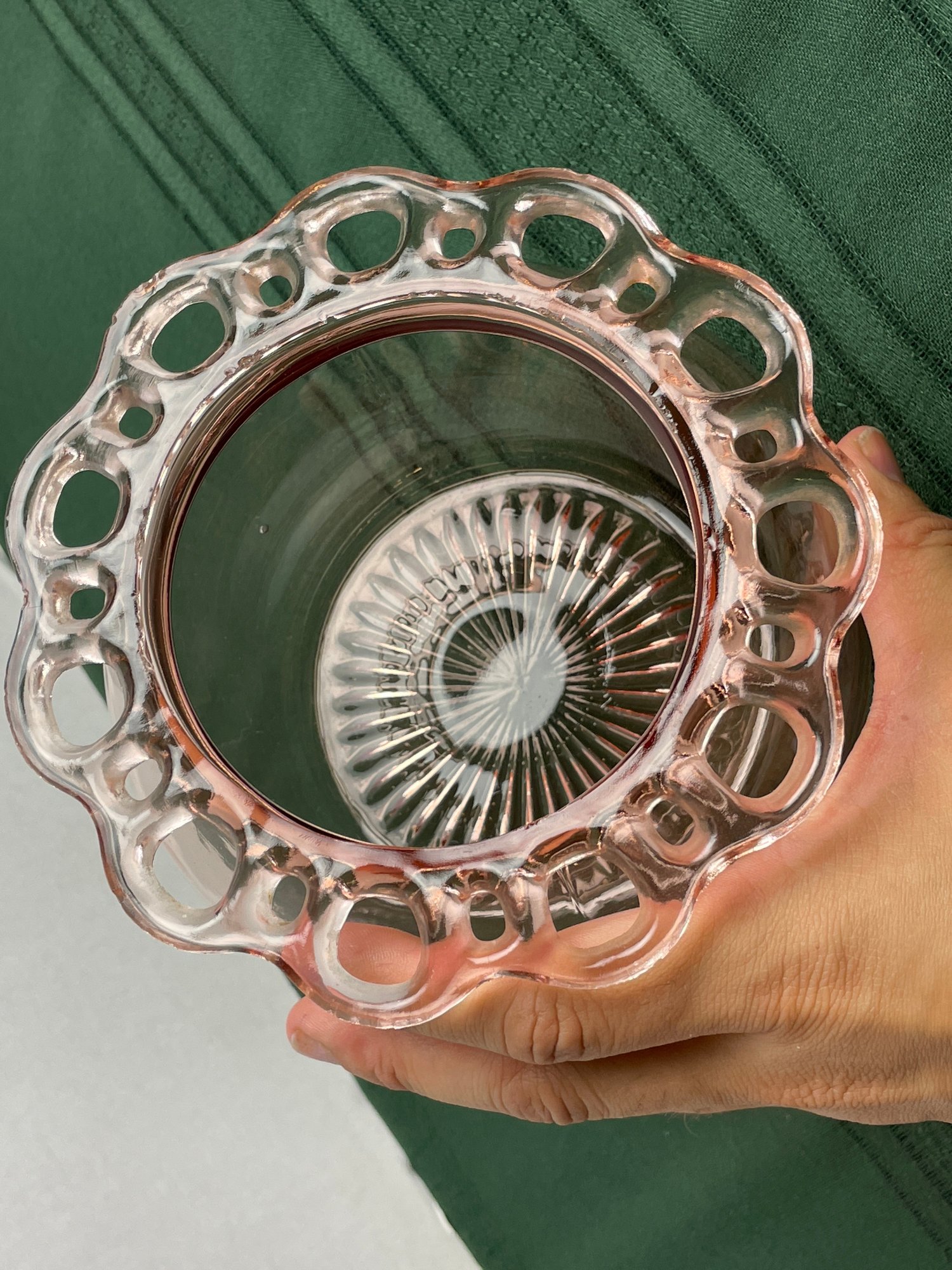 Vintage Depression Glass Biscuit/Cookie Jar, Lace Edge Pink By Anchor ...