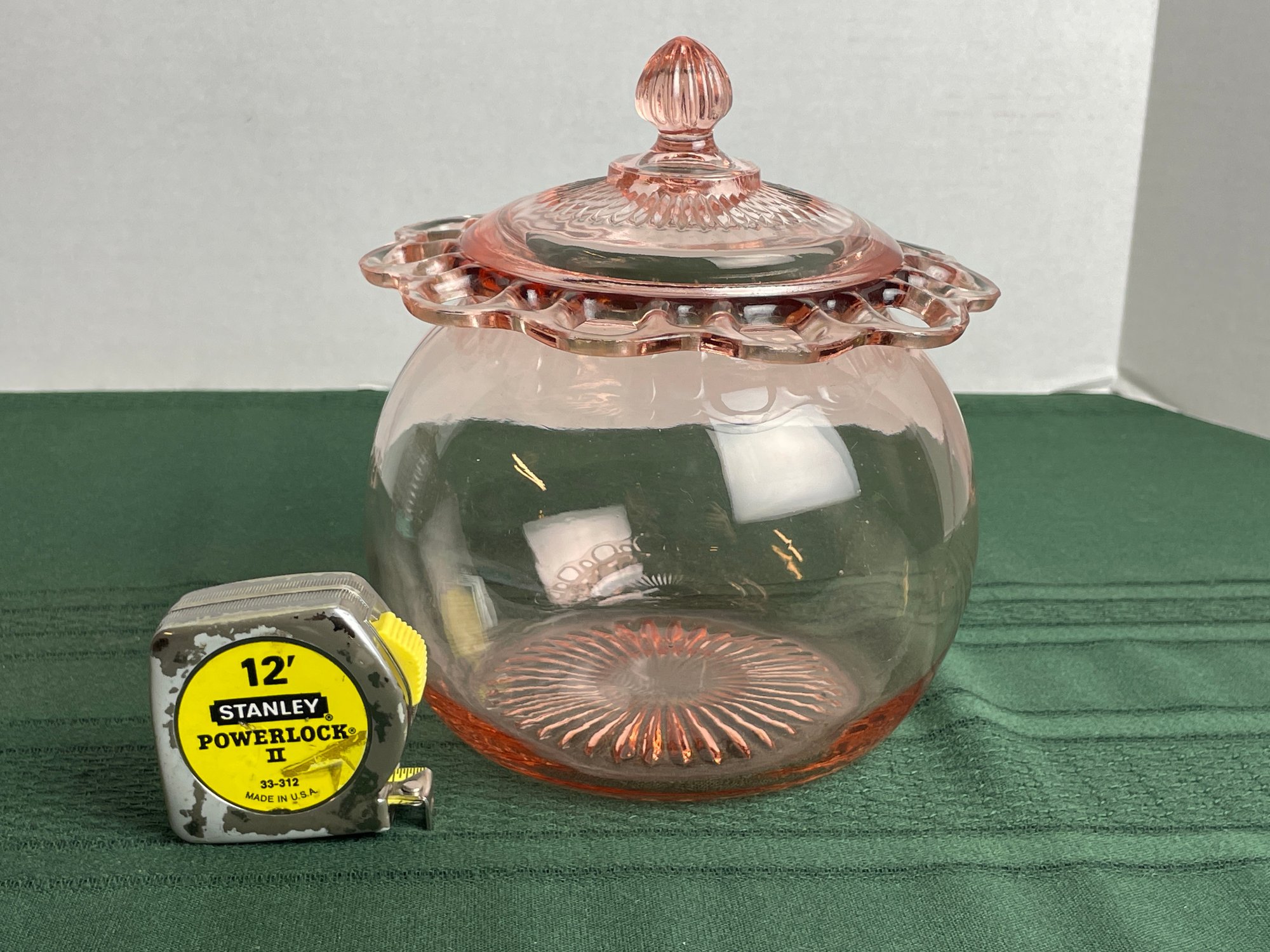 Vintage Depression Glass Biscuit/Cookie Jar, Lace Edge Pink By Anchor ...