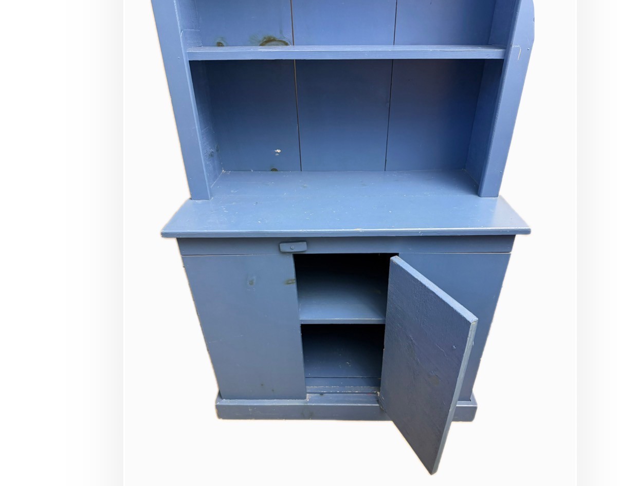 WOW! Primitive Antique Painted Step Back Cupboard With Knockout Rustic ...