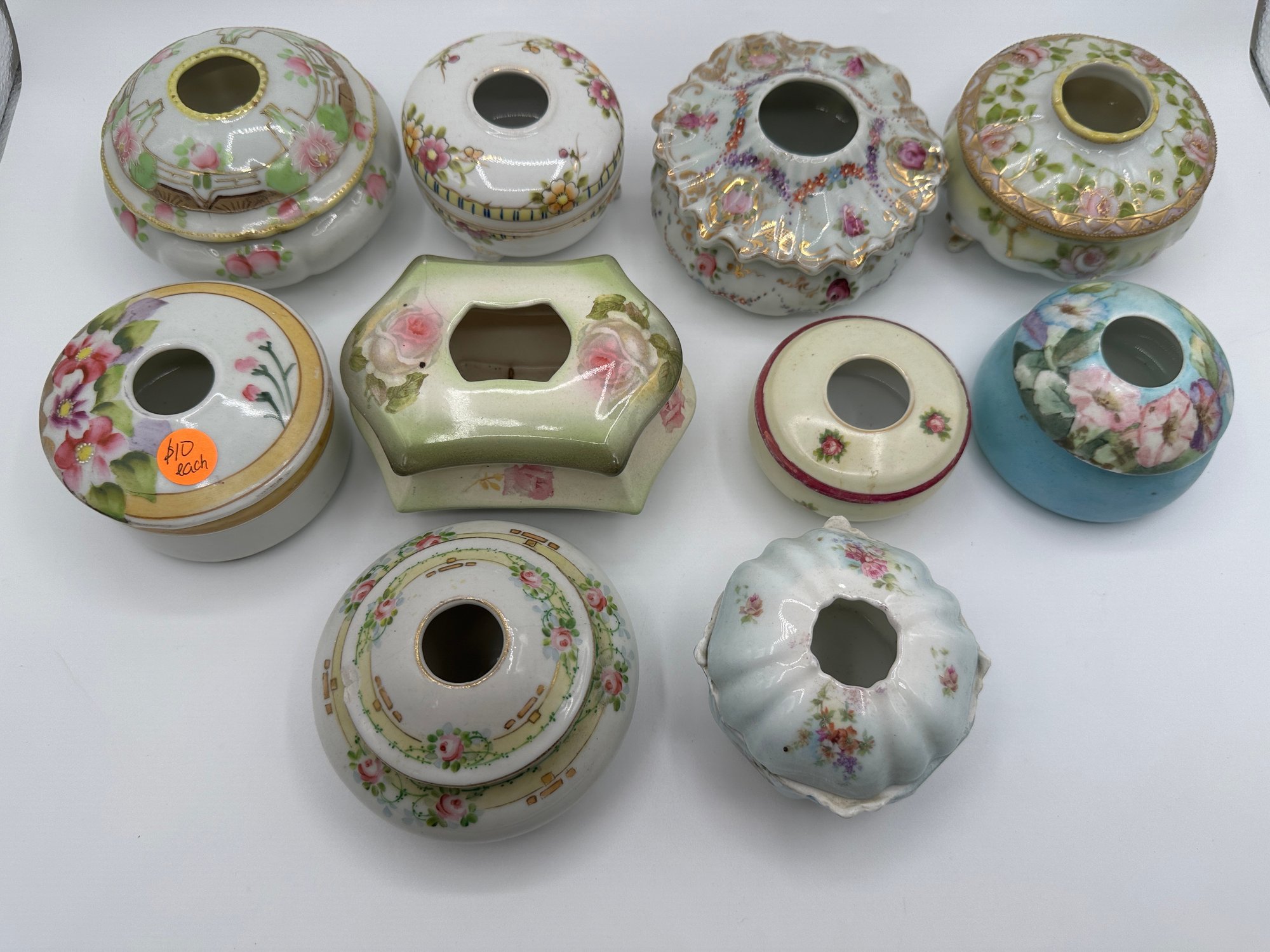 Lot Of Antique Porcelain Hair Recievers #2200881 | Auctionninja.com