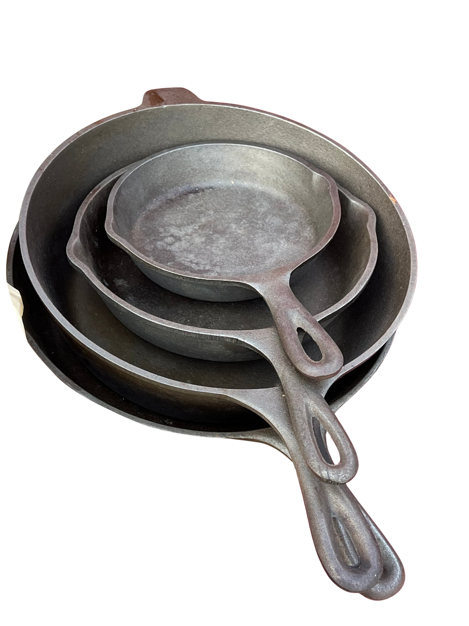 Set Of 4 Cast Iron Tavern Skillets - Bottoms Are Numbered For Size ...