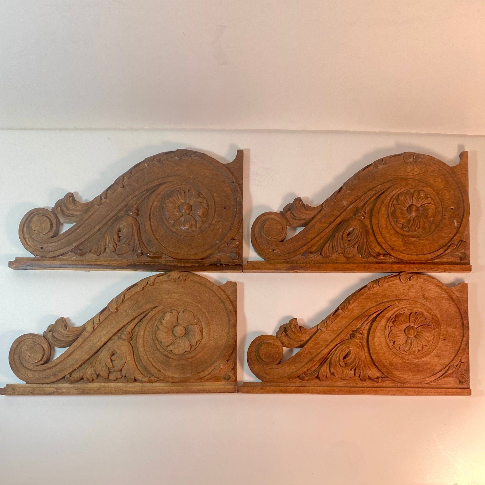 4 Hand Carved Wooden Pediments #15547 | Auctionninja.com