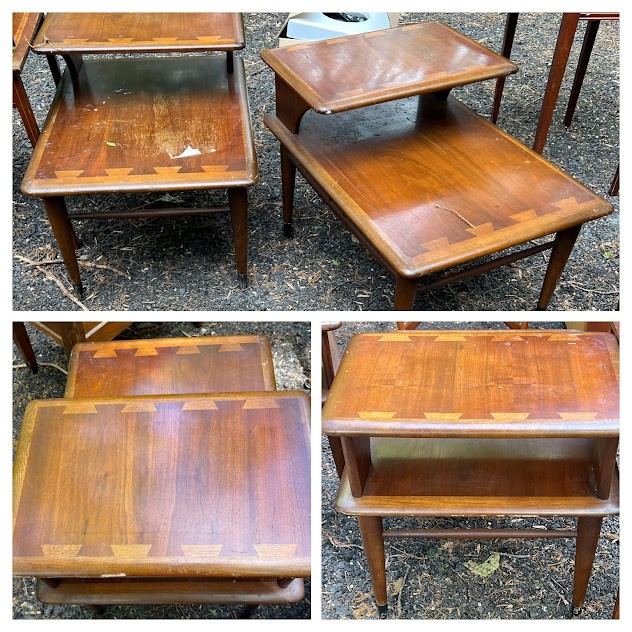 Pair Of Lane Mid Century Double-decker End Tables With Dovetail Pattern ...
