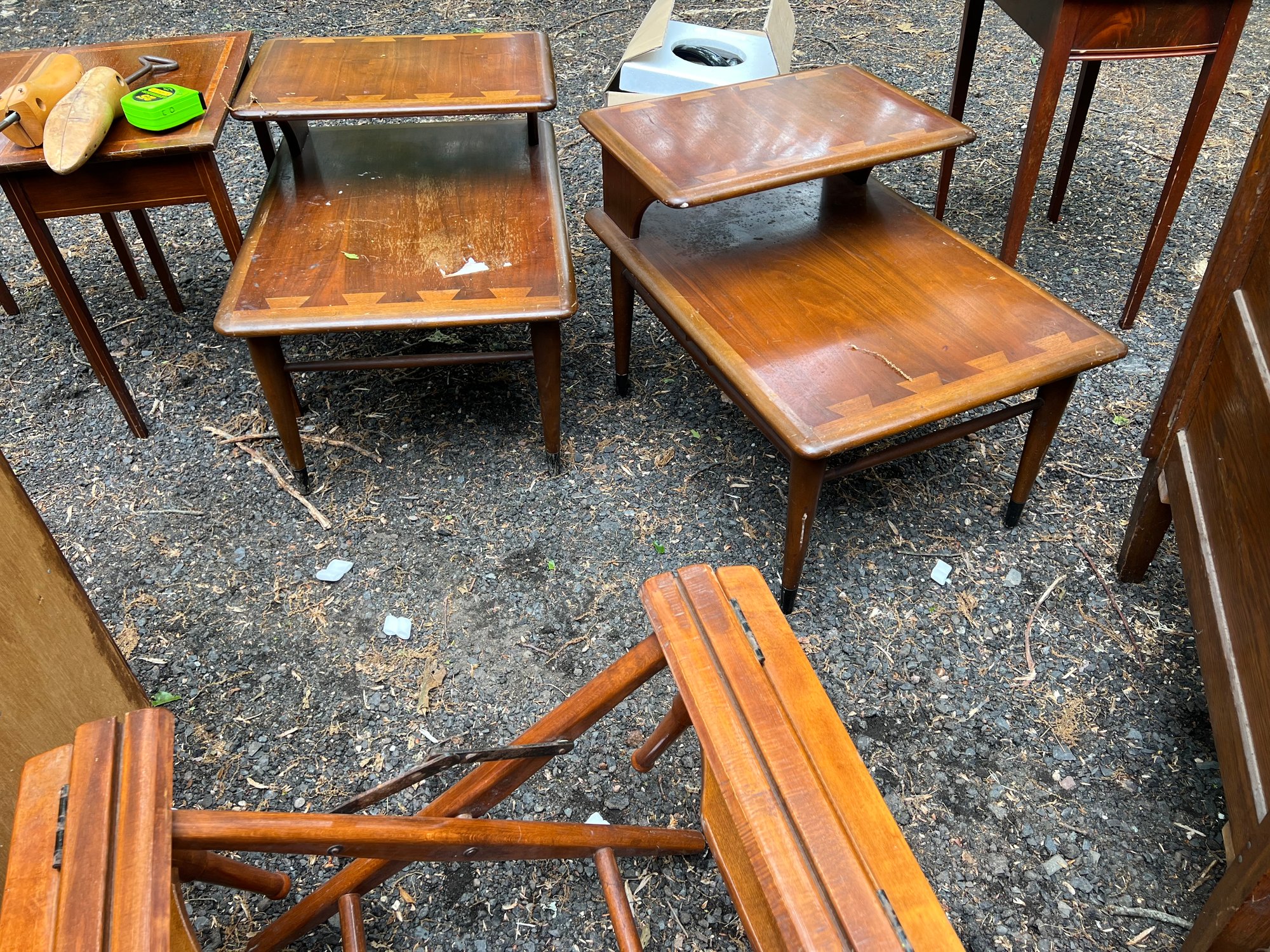 Pair Of Lane Mid Century Double-decker End Tables With Dovetail Pattern ...