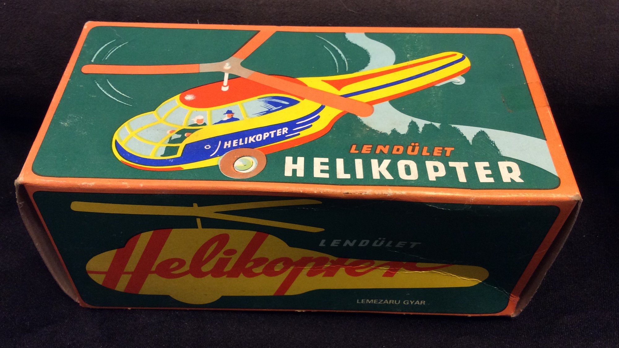 Vintage Tin Litho Lendulet Helikopter Friction Toy In Original Box ...