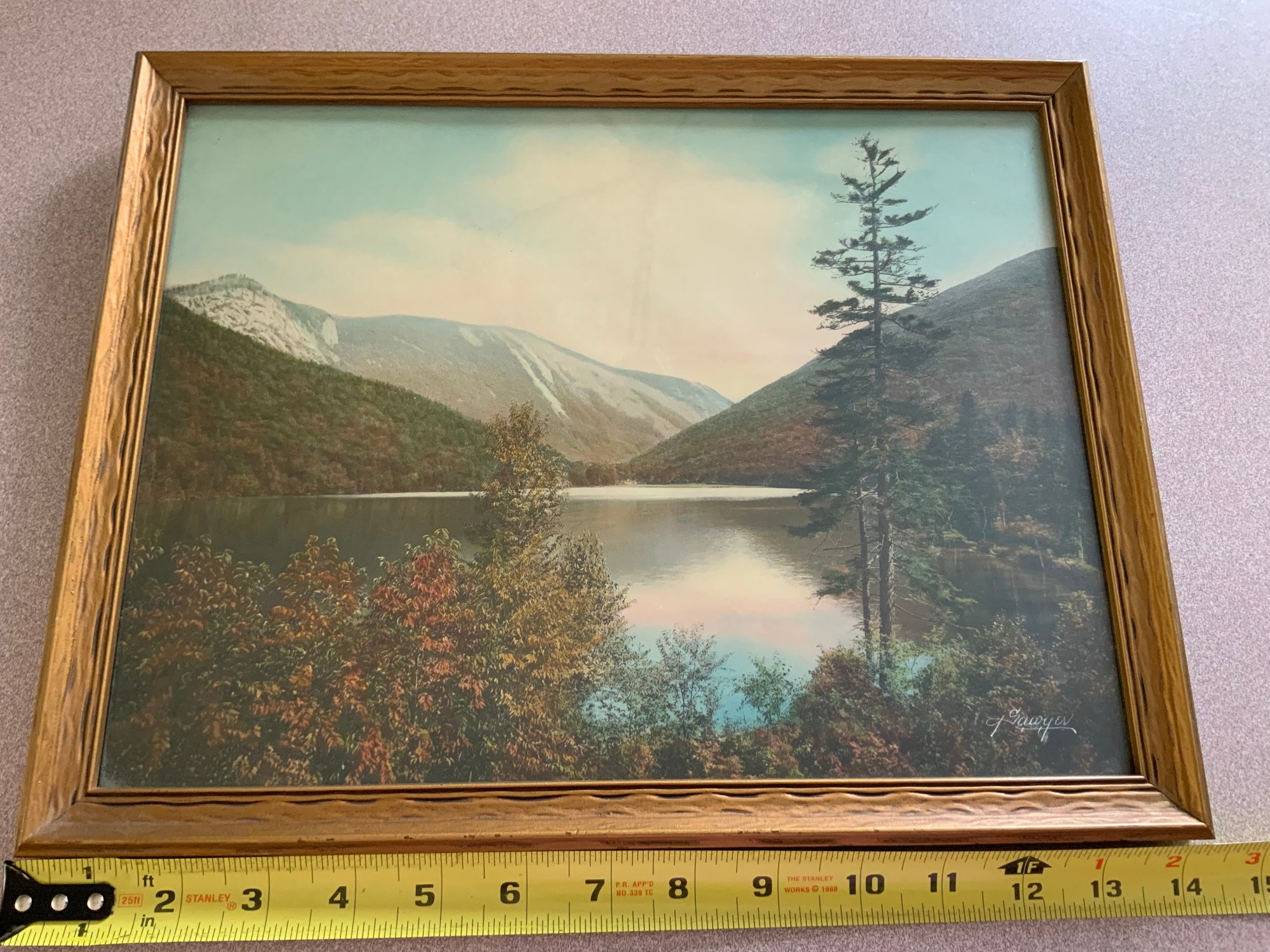 1930s Hand Colored Framed Photograph Of Echo Lake New Hampshire By ...