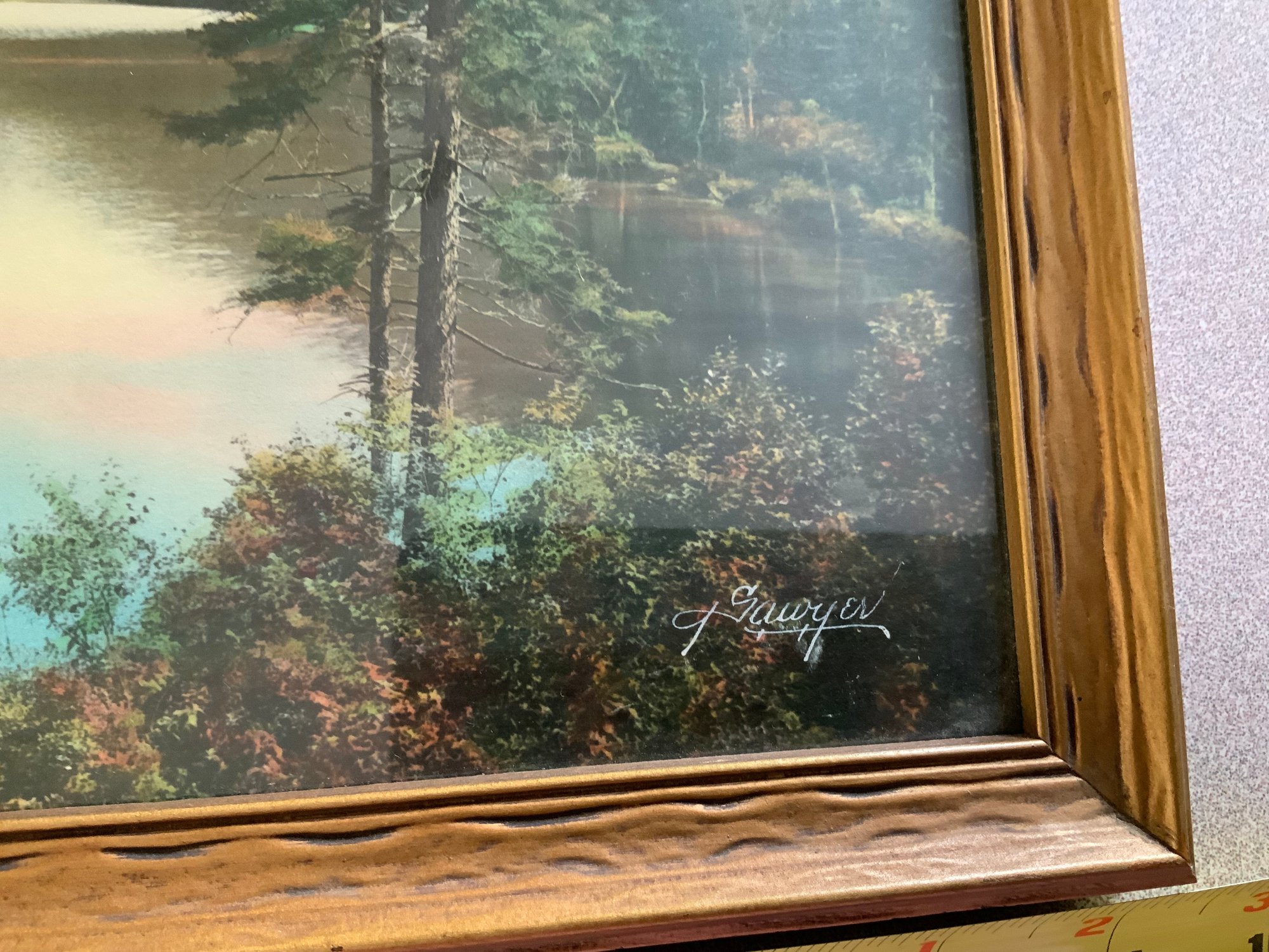 1930s Hand Colored Framed Photograph Of Echo Lake New Hampshire By ...