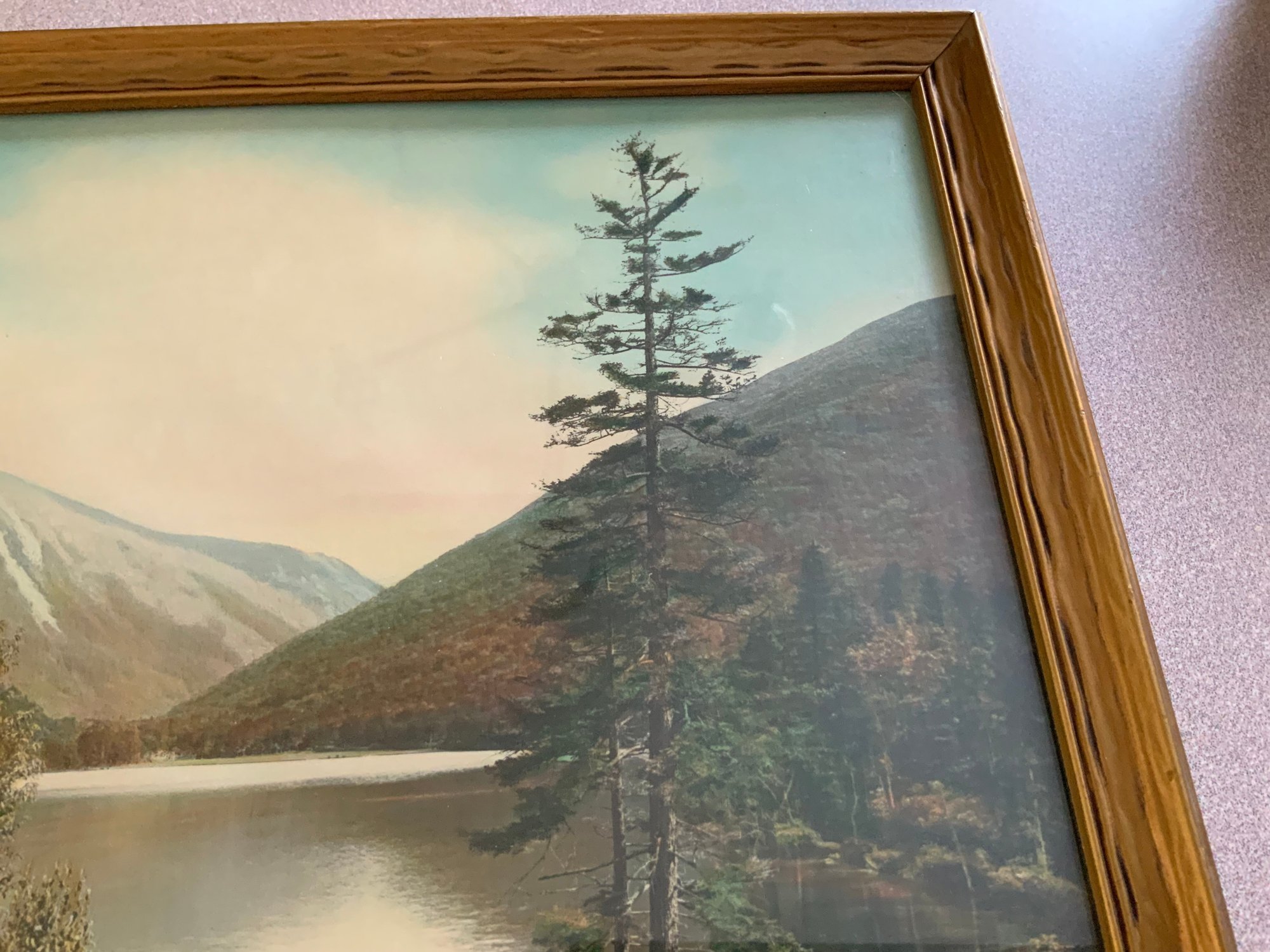 1930s Hand Colored Framed Photograph Of Echo Lake New Hampshire By ...