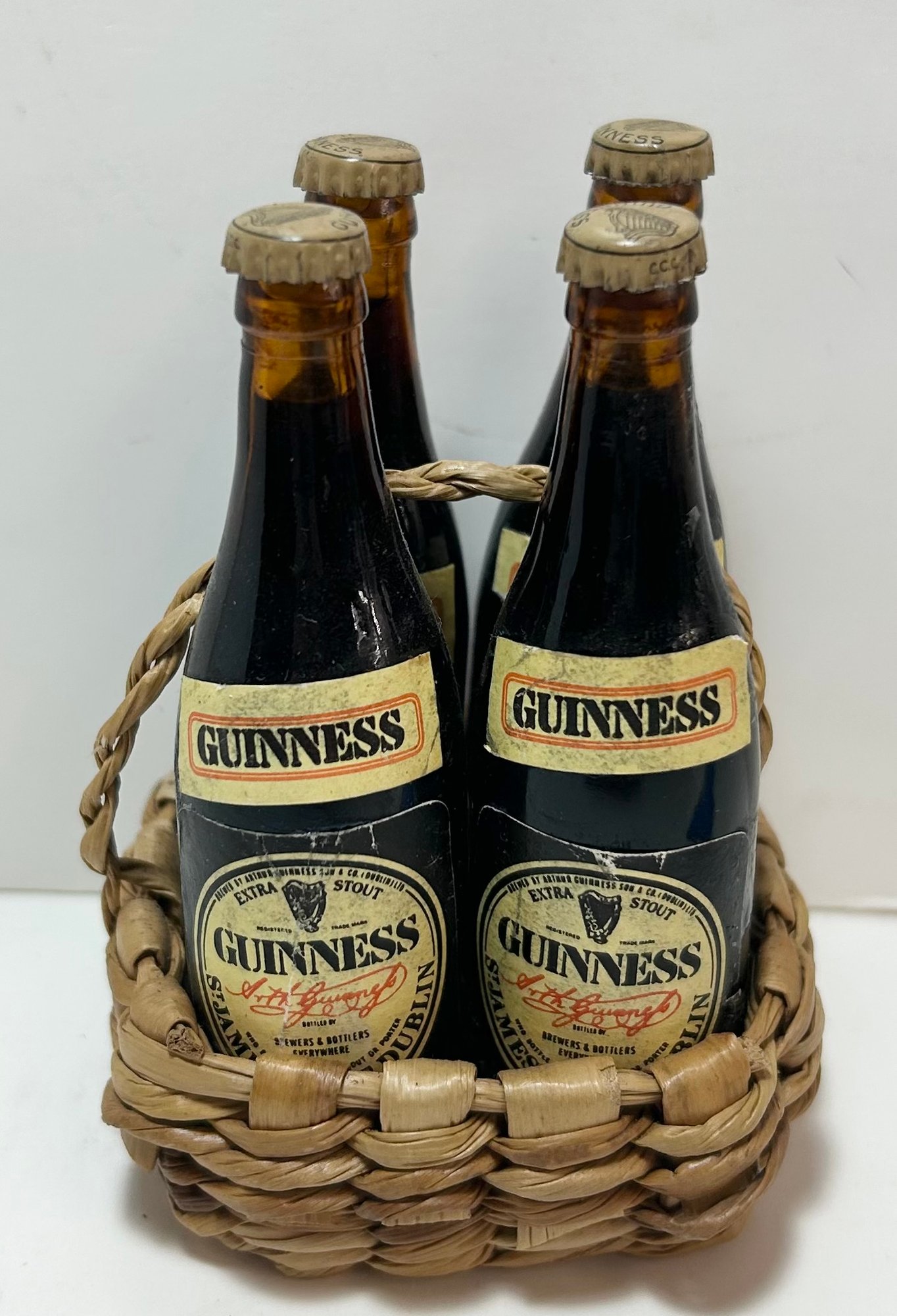 4 Filled Miniature Guinness Beer Promotional Giveaways & Basket #23577 ...