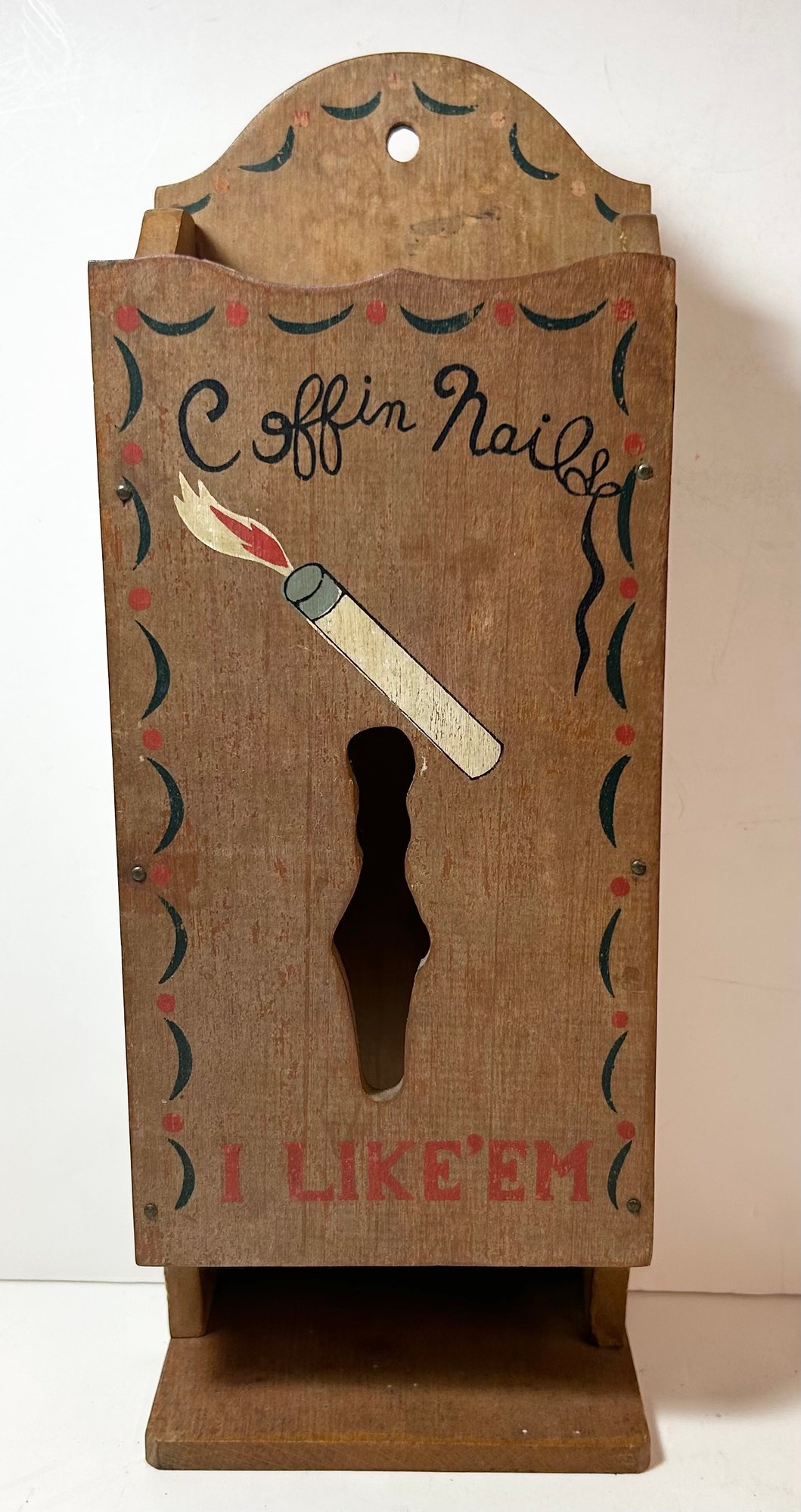 Rare 1960s Mid-Century Wooden Hanging Cigarette Pack Holder - Coffin ...