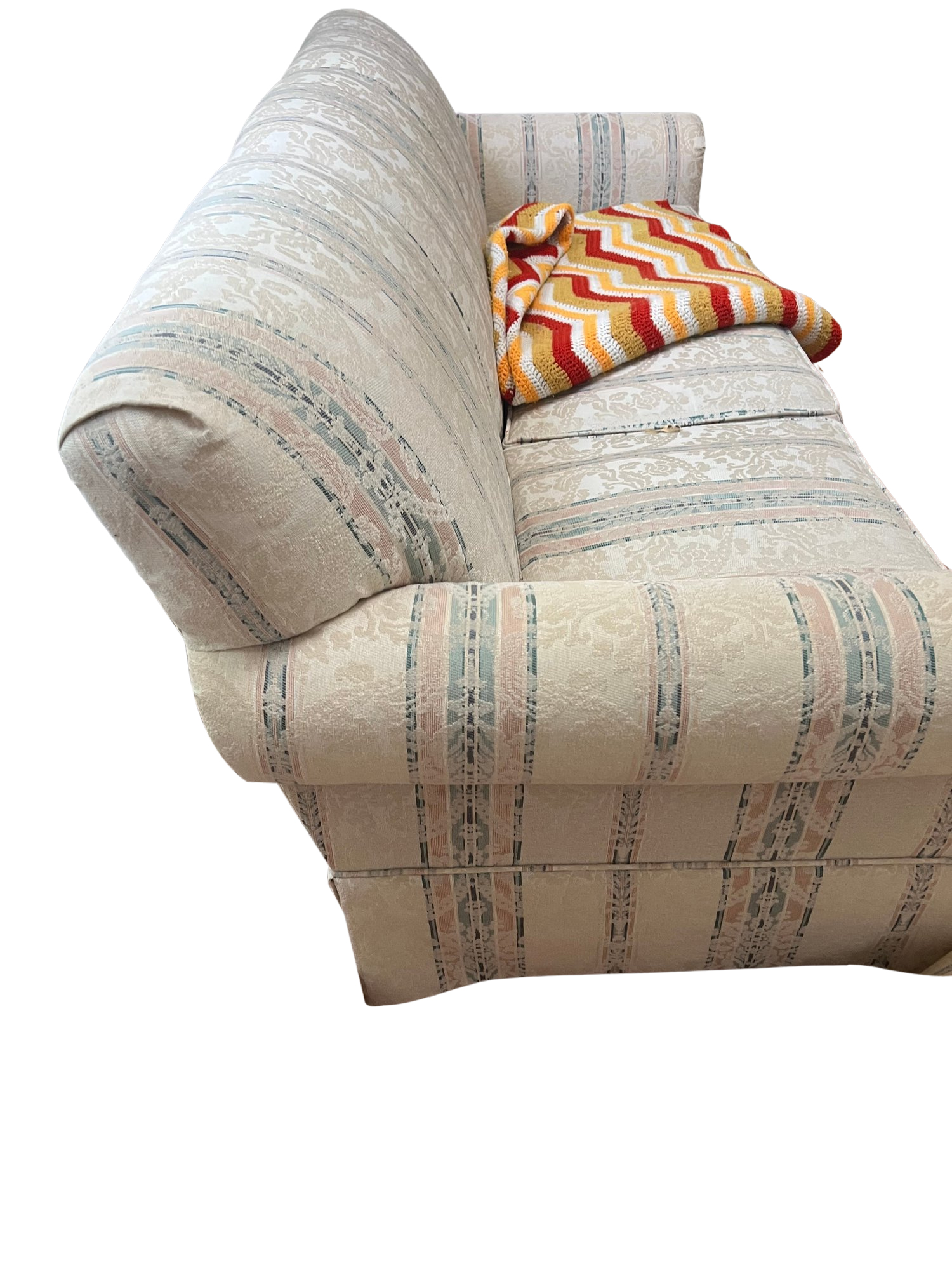 Neutral Damask Broadstripe Sofa With Skirted Bottom #2124686 ...