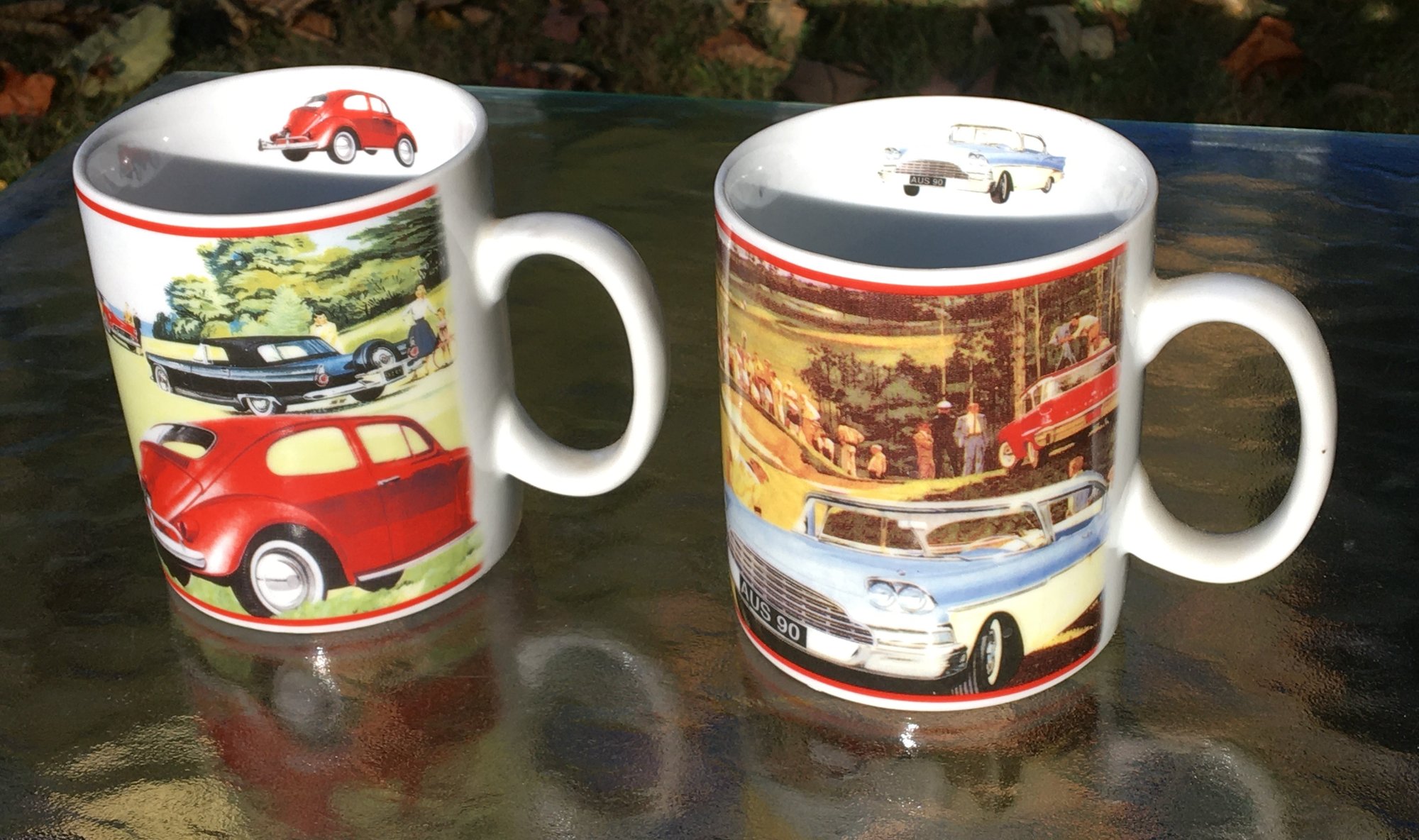 Pair Of Vintage Classic Car Coffee Mug Cups - 60s Volkswagen Beatle, 58 ...