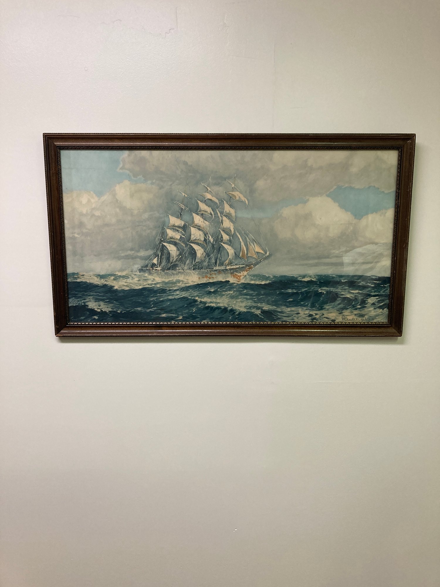 Vintage Lithograph Ship At Sea #5050 | Auctionninja.com