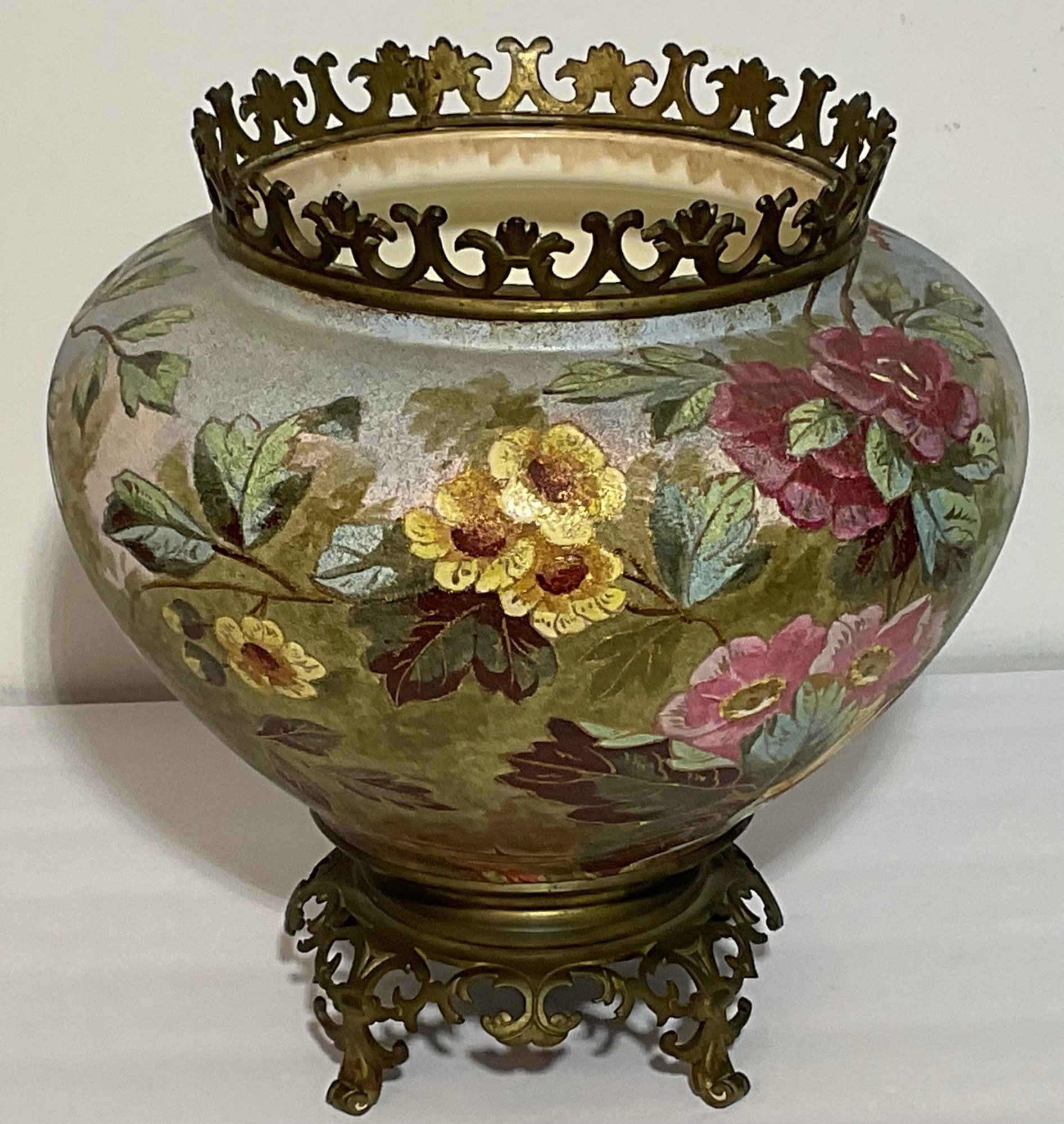 Stunning Hand Painted Roses On Milk Glass, Ceramic Bowl #2170940 ...