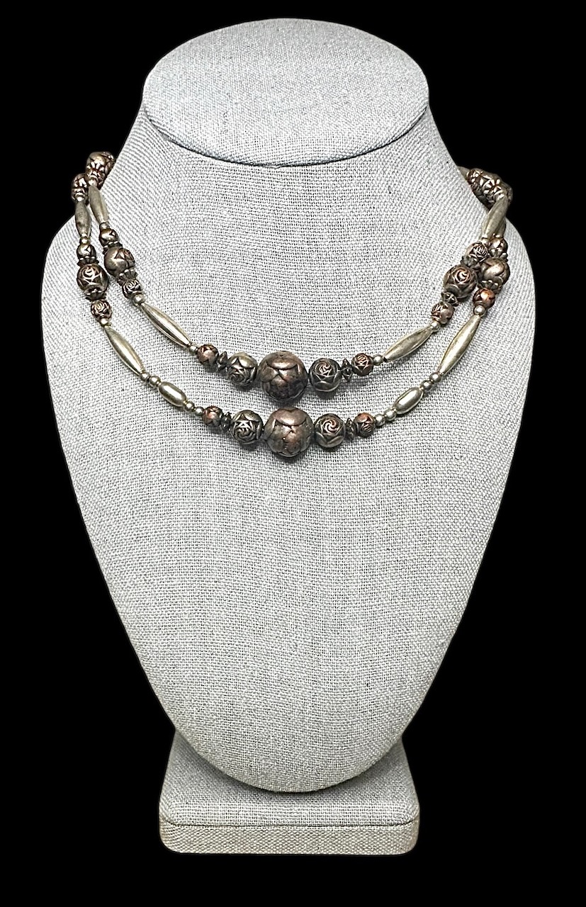 Vintage Handmade Beaded Necklace With Various Bead Shapes And Sizes ...