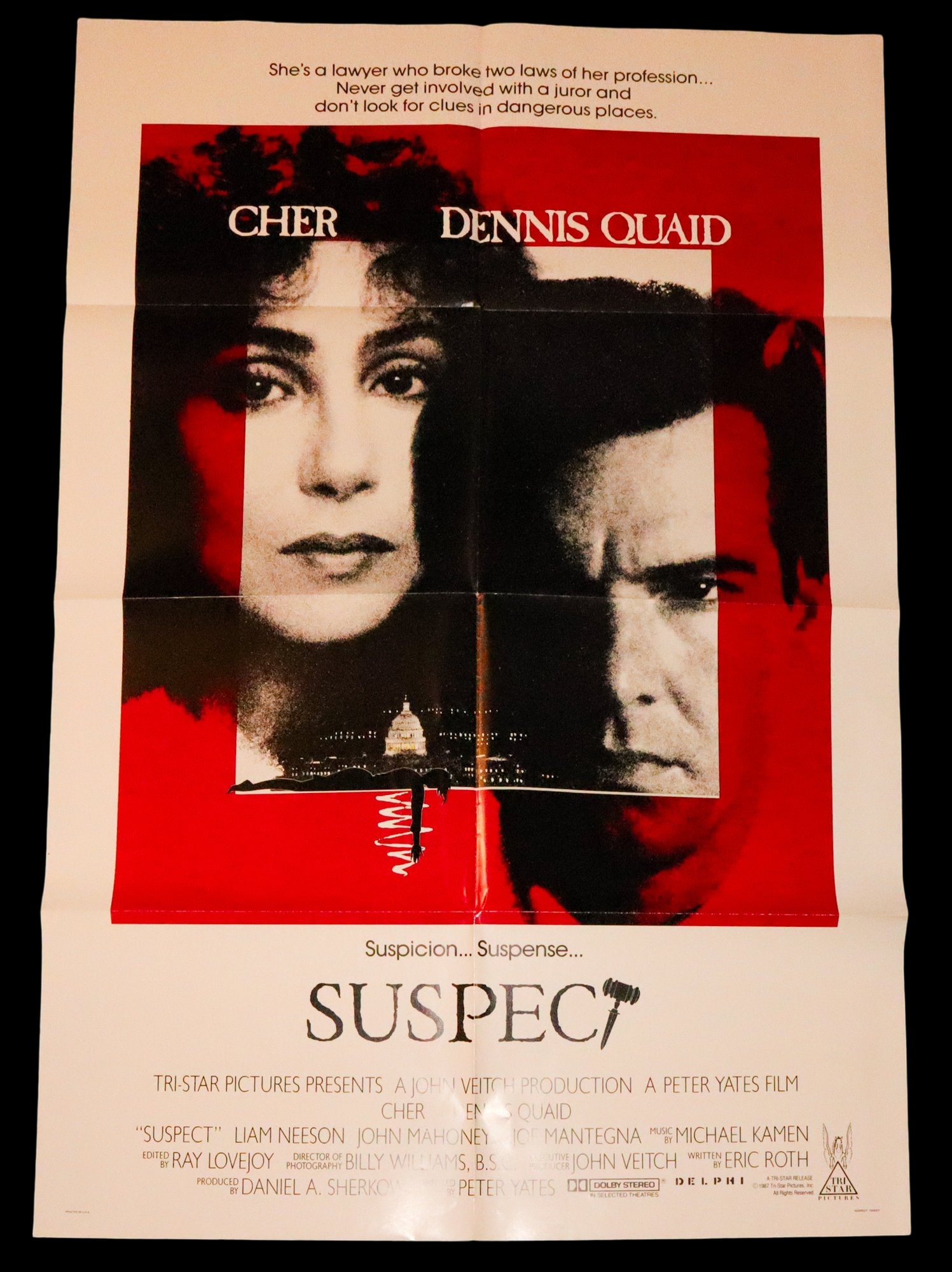 Vintage 1987 Suspect Movie Poster W/ Cher #16433 | Auctionninja.com
