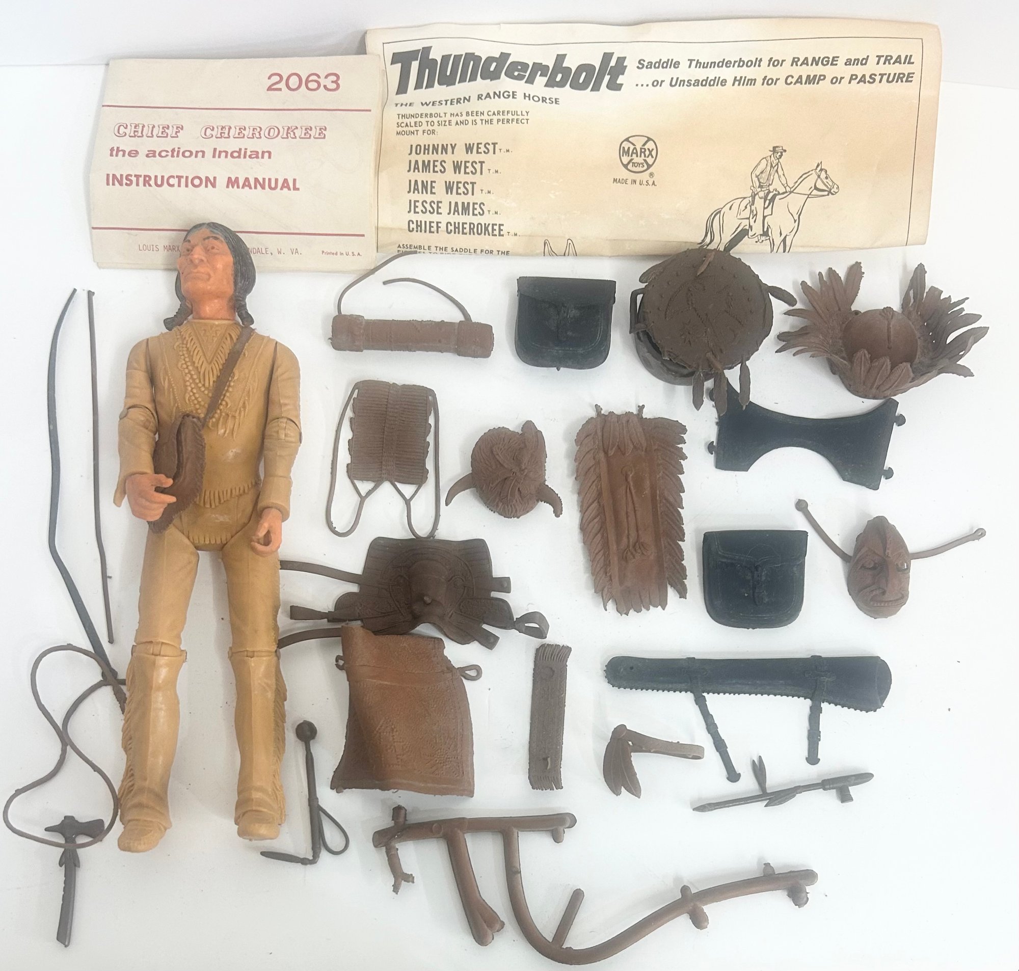 1967 Vintage Marx Johnny West Chief Cherokee Movable Indian With ...