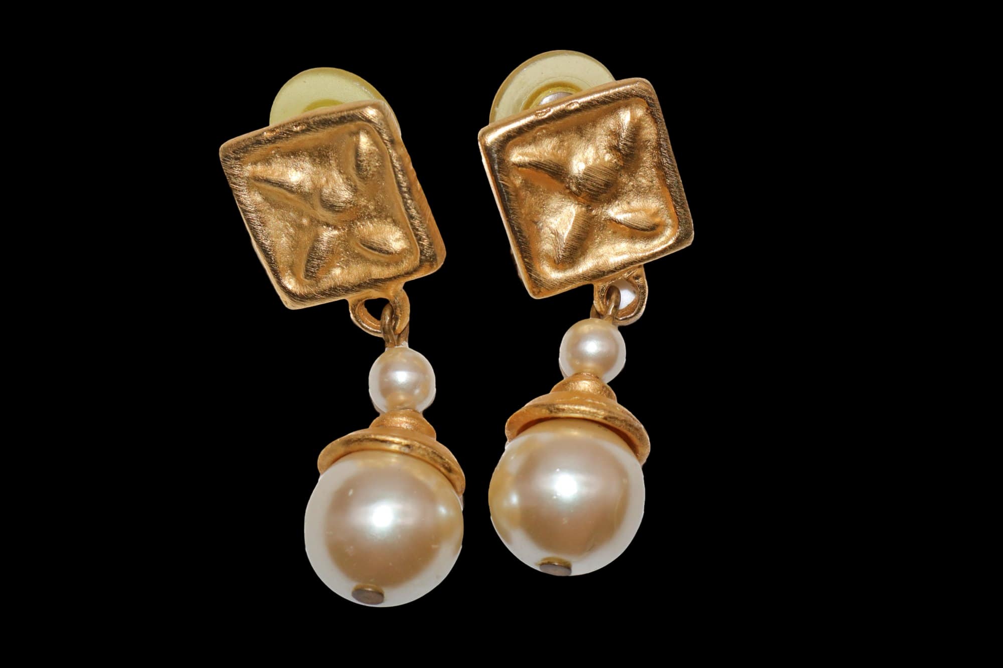 Vintage Marcy Feld Faux Pearls Earrings Signed #19927 | Auctionninja.com