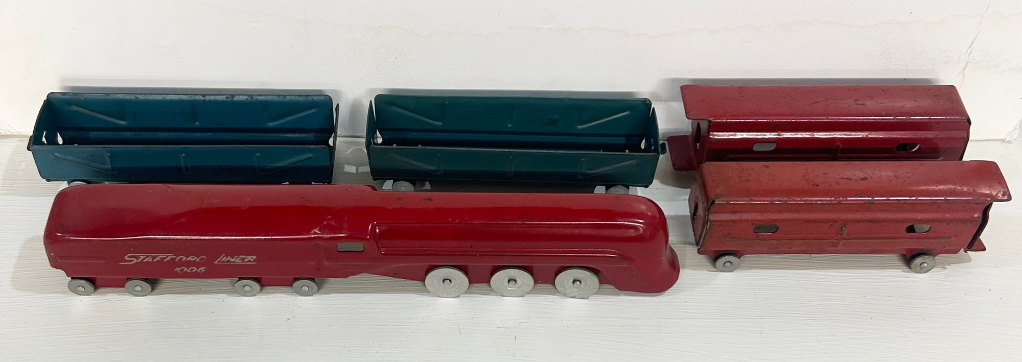 Vintage Pressed Steel Model Train Cars - Including Stafford Liner #3649 ...